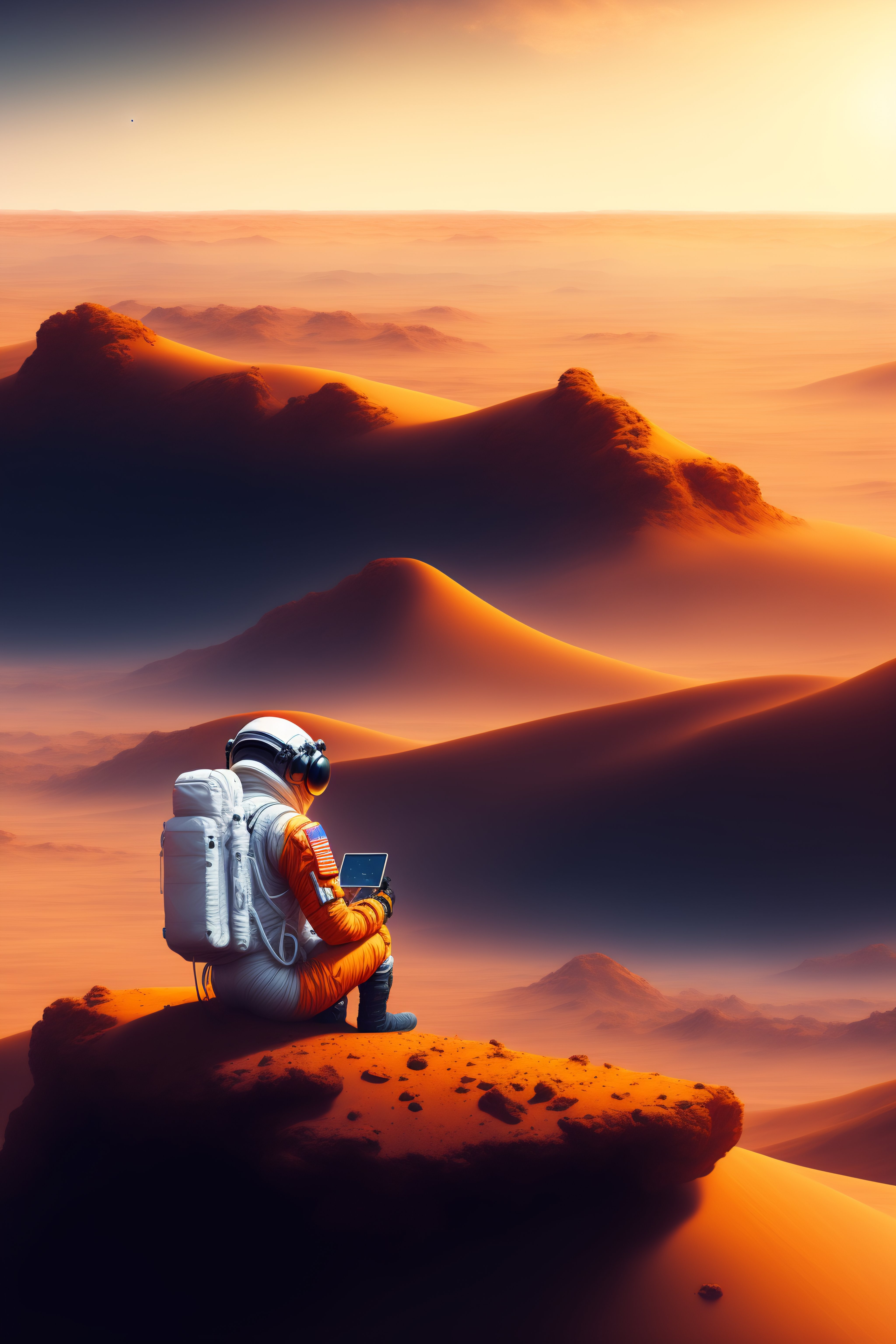 Lexica - An astronaut meditating on Mars, high quality, scenic, digital ...