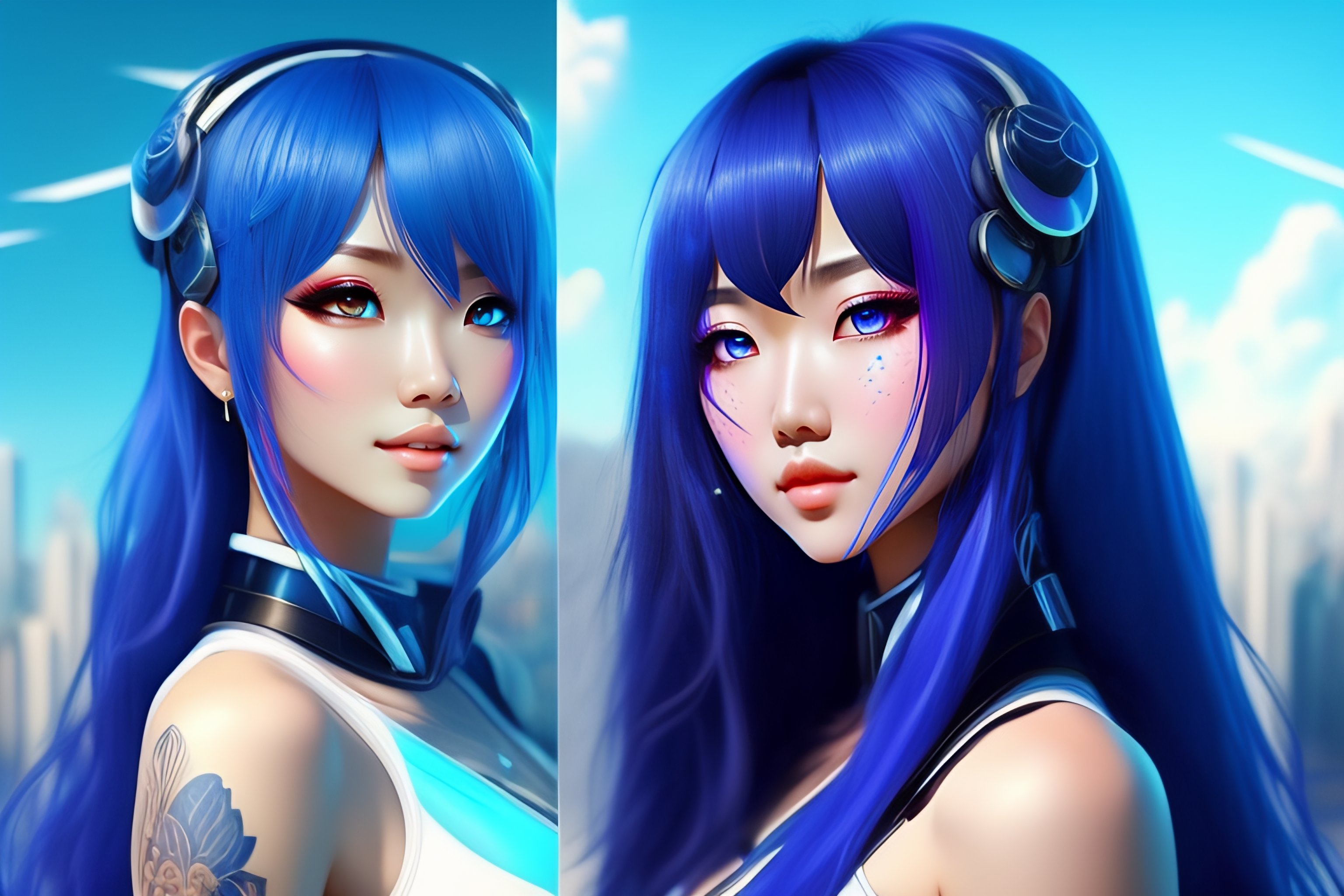 Lexica - Future human with blue skin anime style