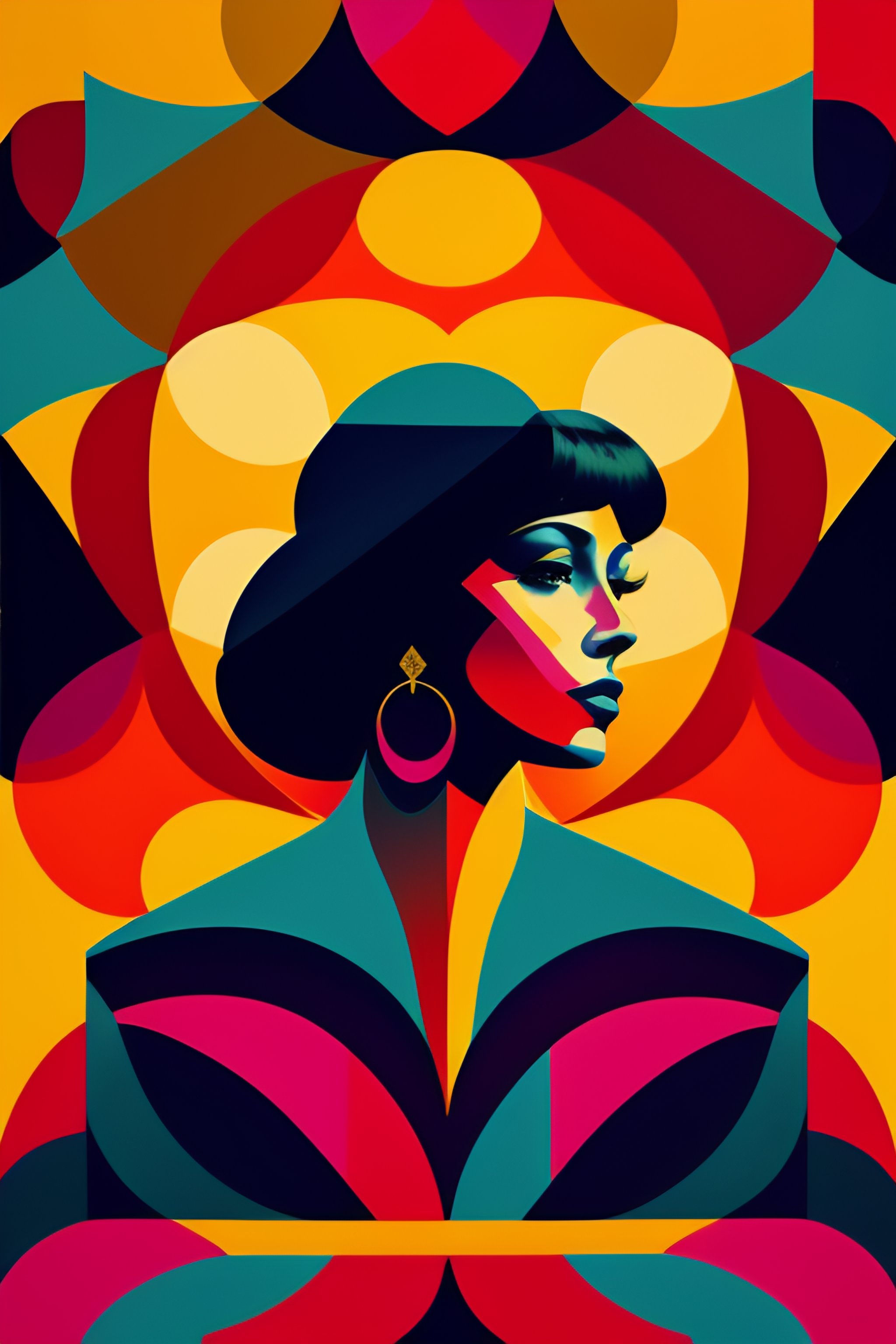 Lexica - A poster of a woman in the style 1960s album artwork include ...