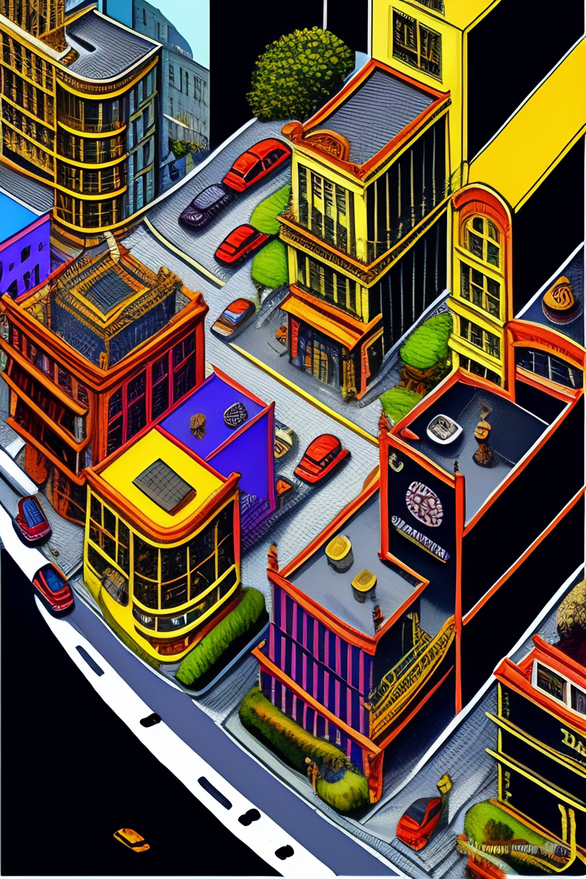 Lexica - Maximalist chaotic Lombard Street San Francisco, birds eye ...
