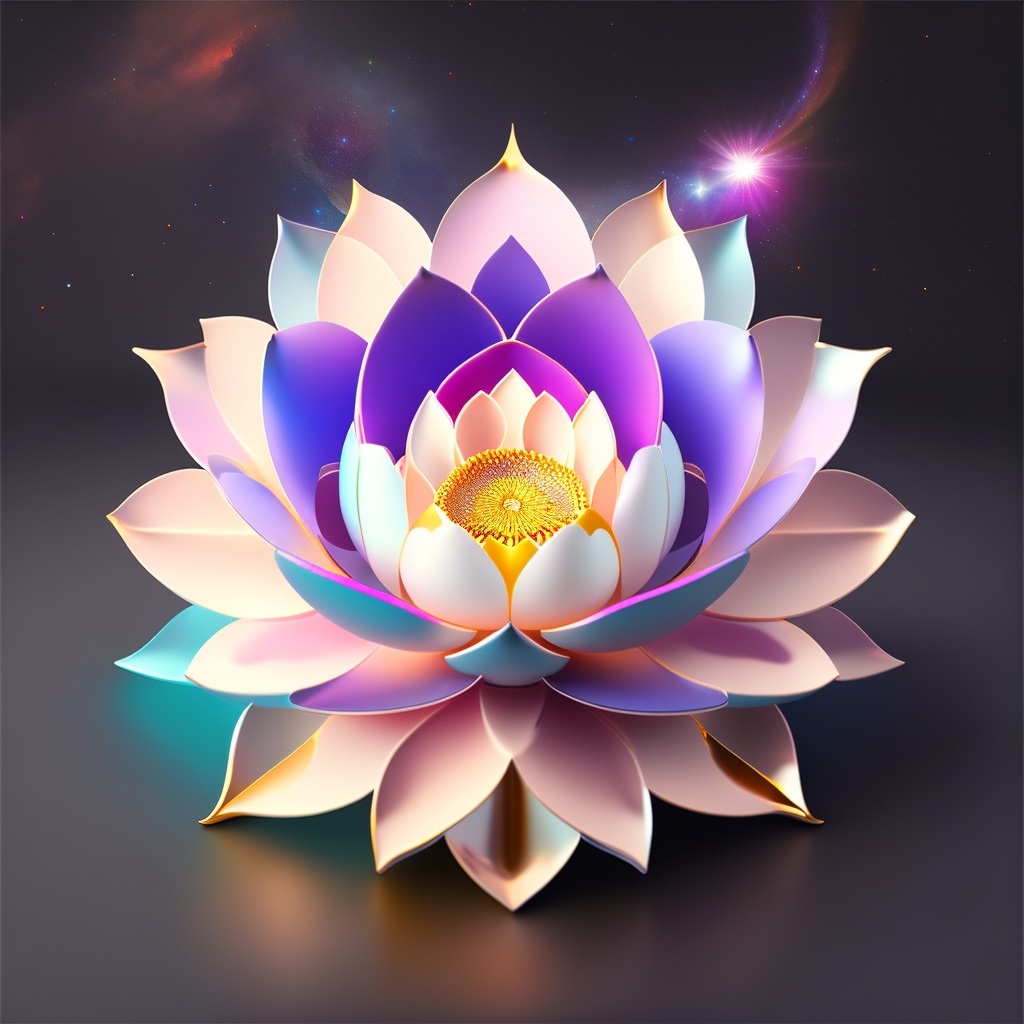 Lexica - Cosmic lotus flower angled with it's center to top right of ...