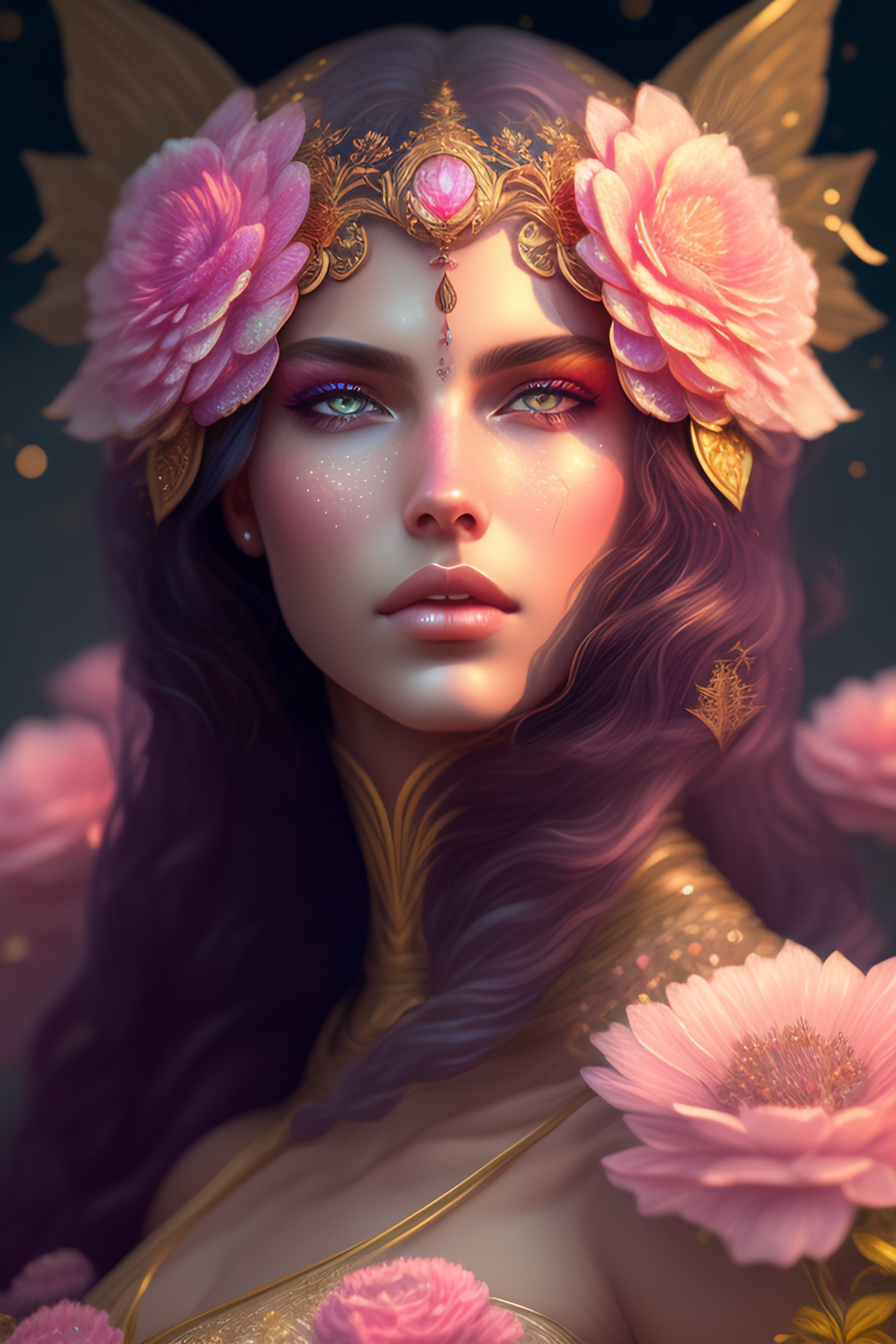 Lexica - Symmetry, beautiful floral and glitter fairy, hyper realistic ...