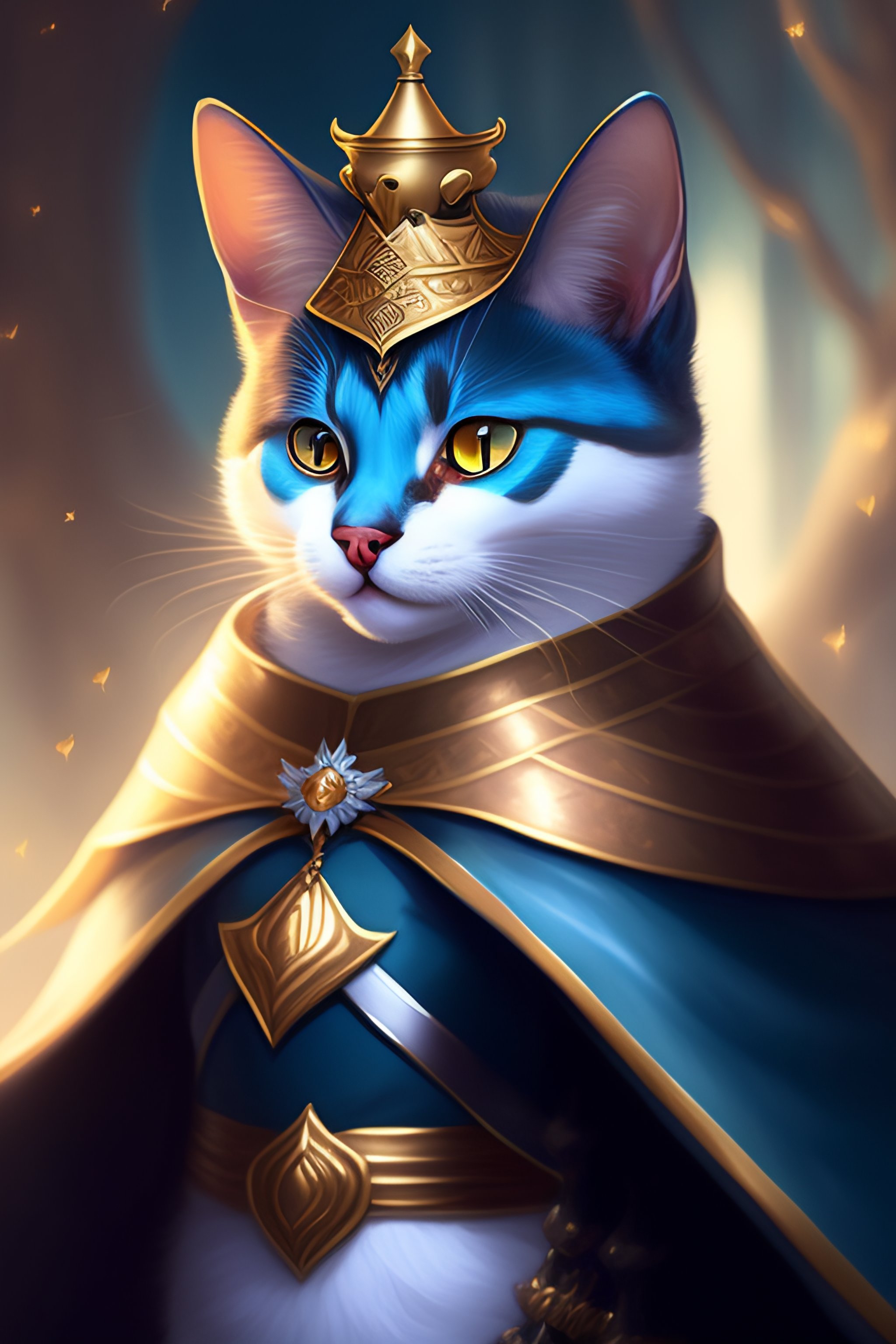 Lexica - Cute anthropomorphic Tuxedo cat knight wearing a cape and a ...