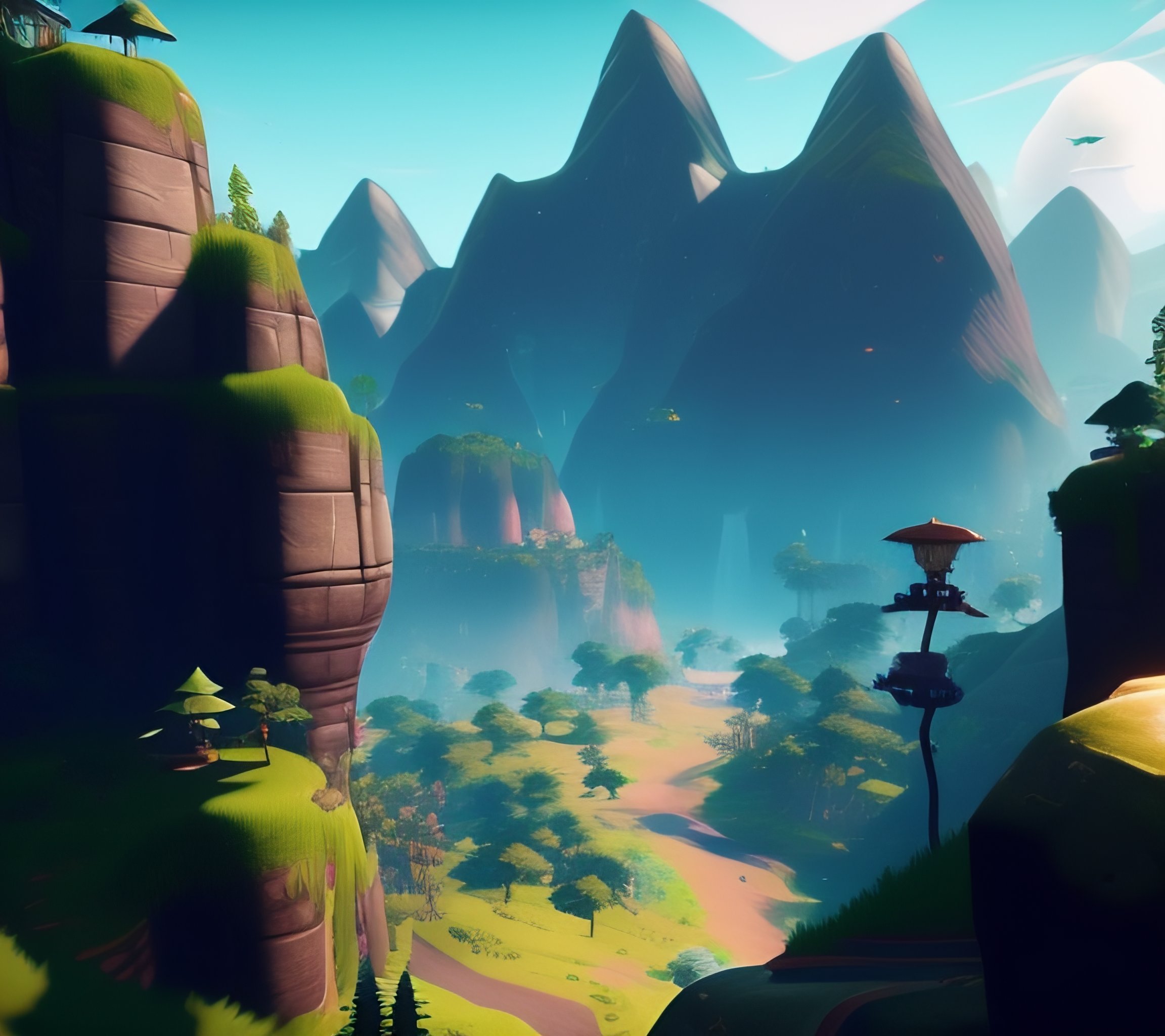 Lexica - Environment, Fortnite and overwatch style , rocks mountains ...