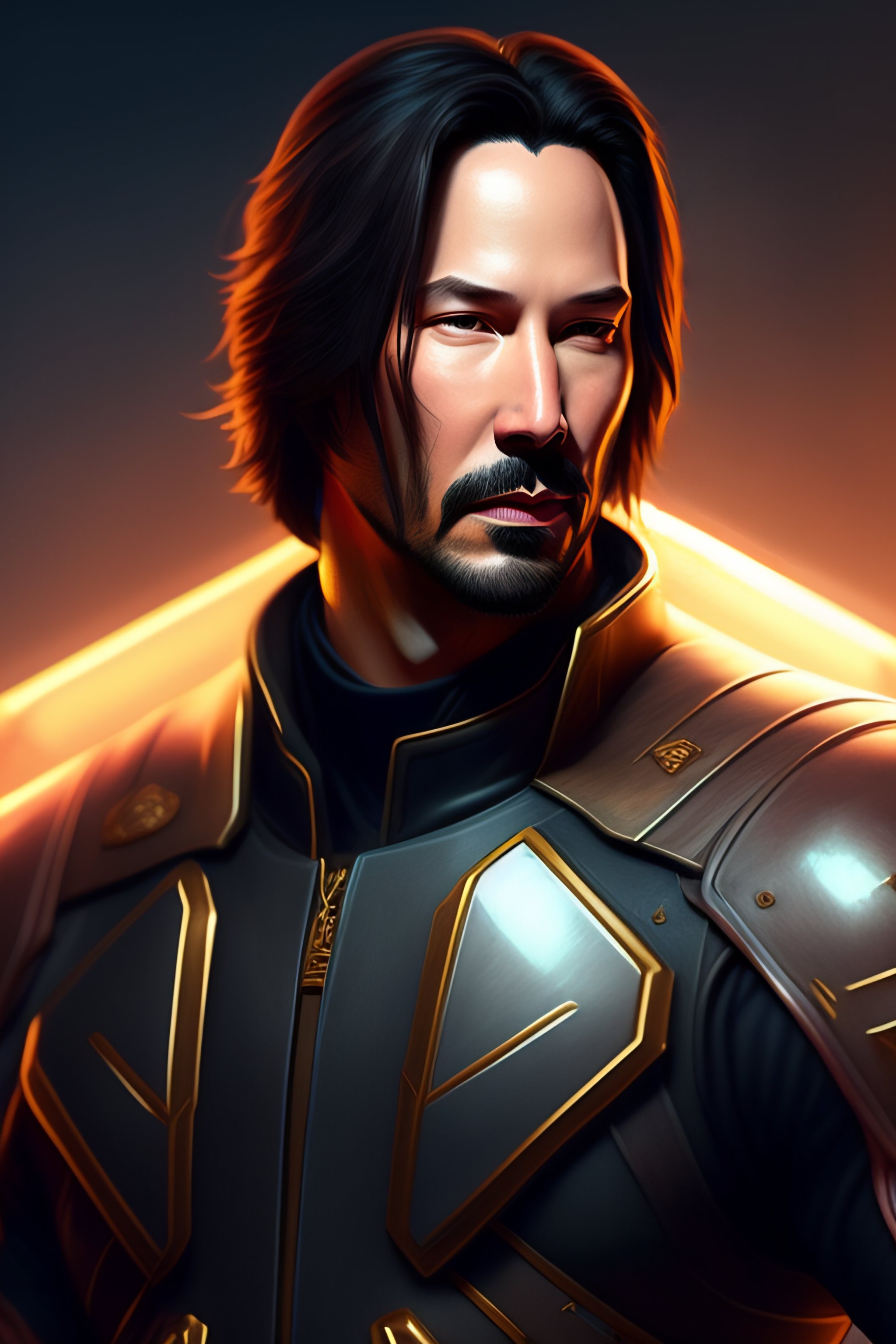 Lexica - A highly detailed illustration of Keanu Reeves wearing overall ...