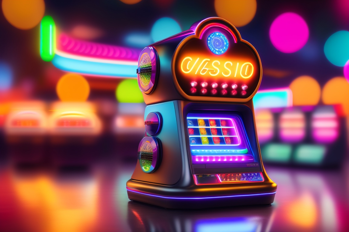 Lexica - Casino slot spinning, a three-reel slot machine with bright ...