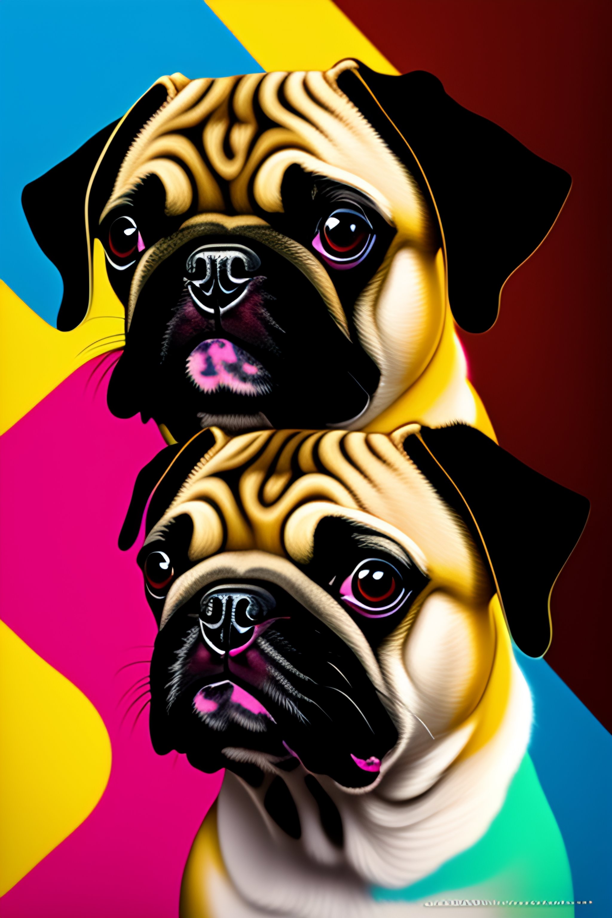 Lexica - Portrait of a pug dog in pop art style