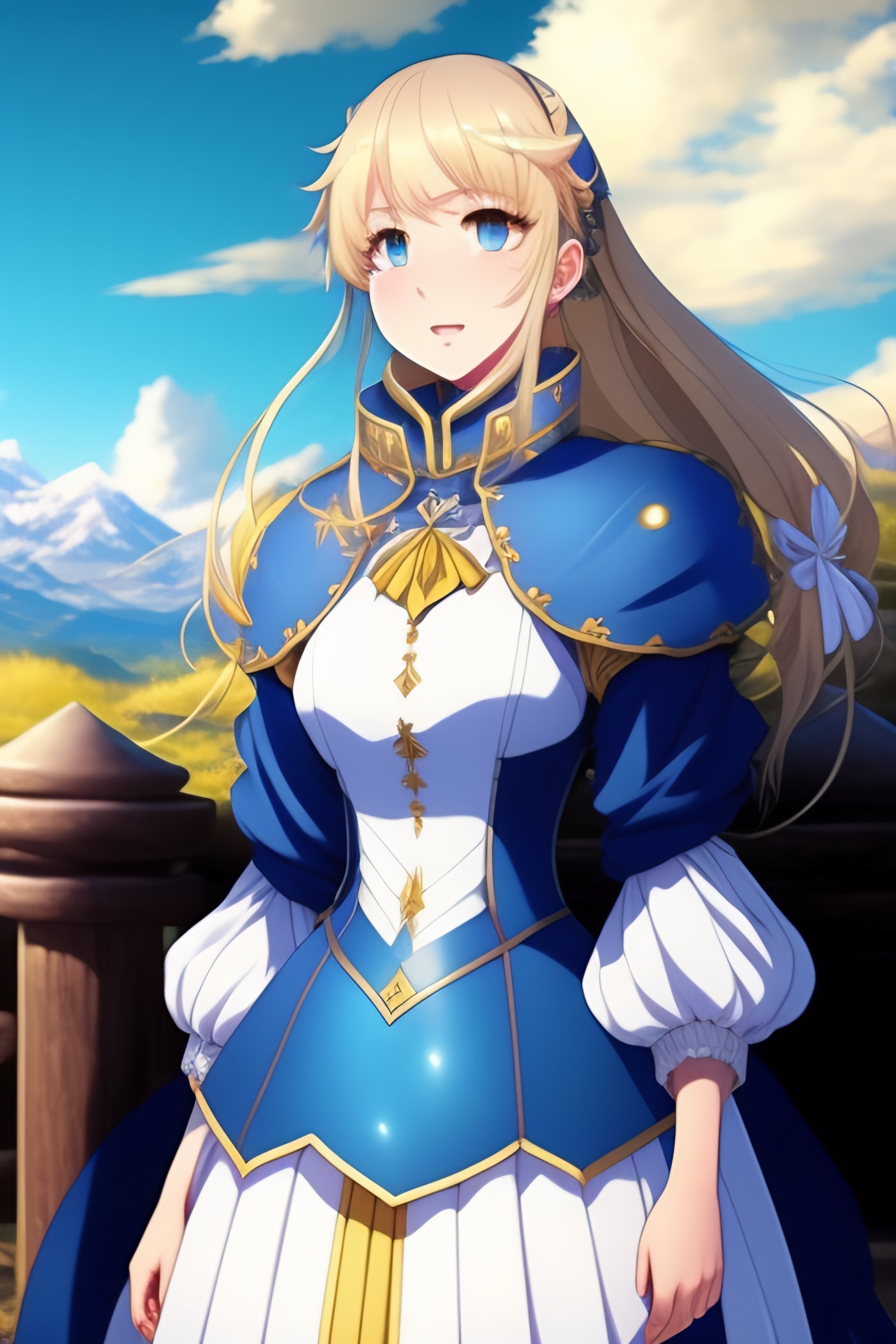 Lexica - Anime, fgo. She saw her reflection. Blond, long hair, blue ...