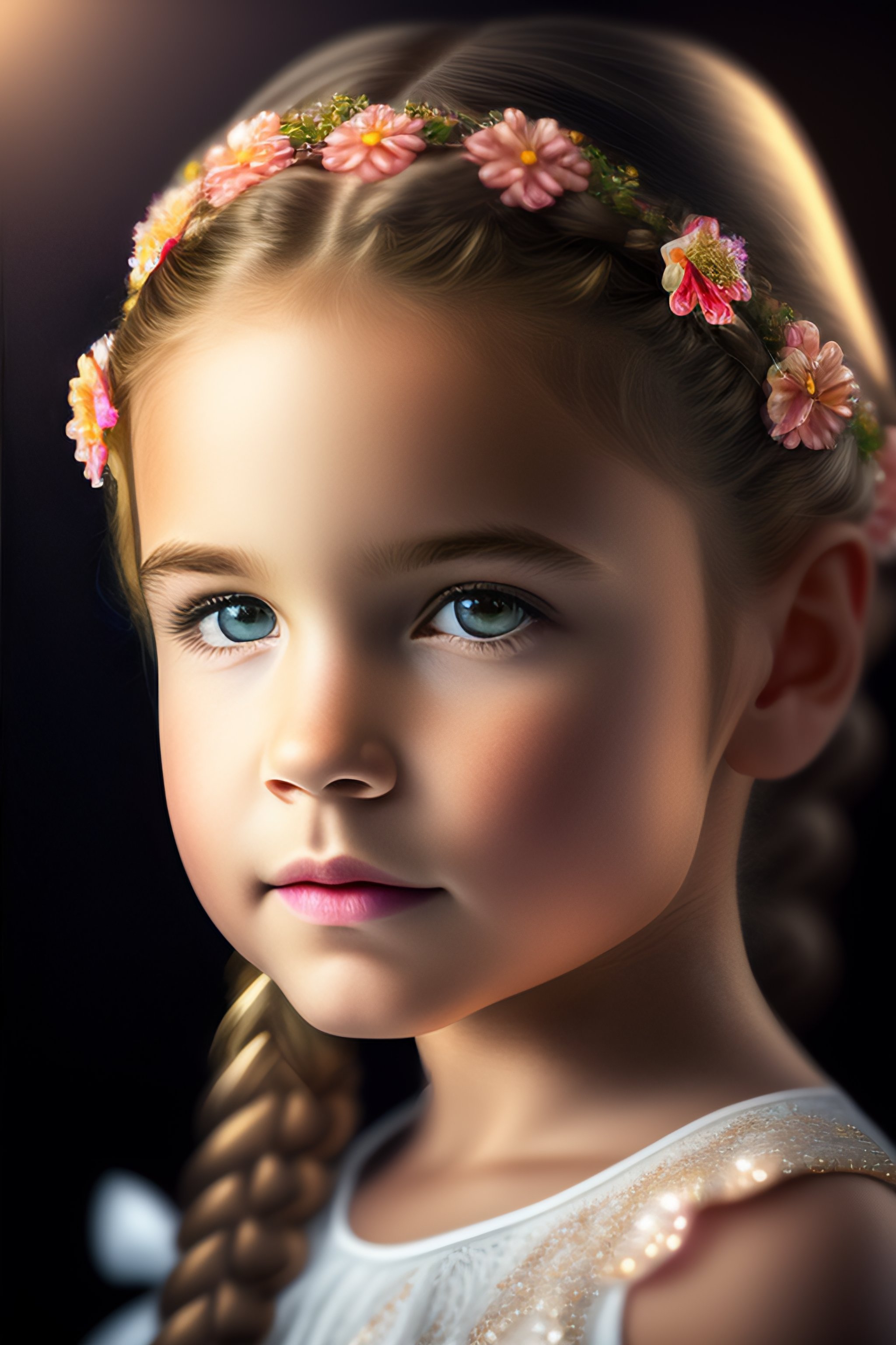 Lexica - Photo realistic closeup portrait of sweet little girl, braided ...