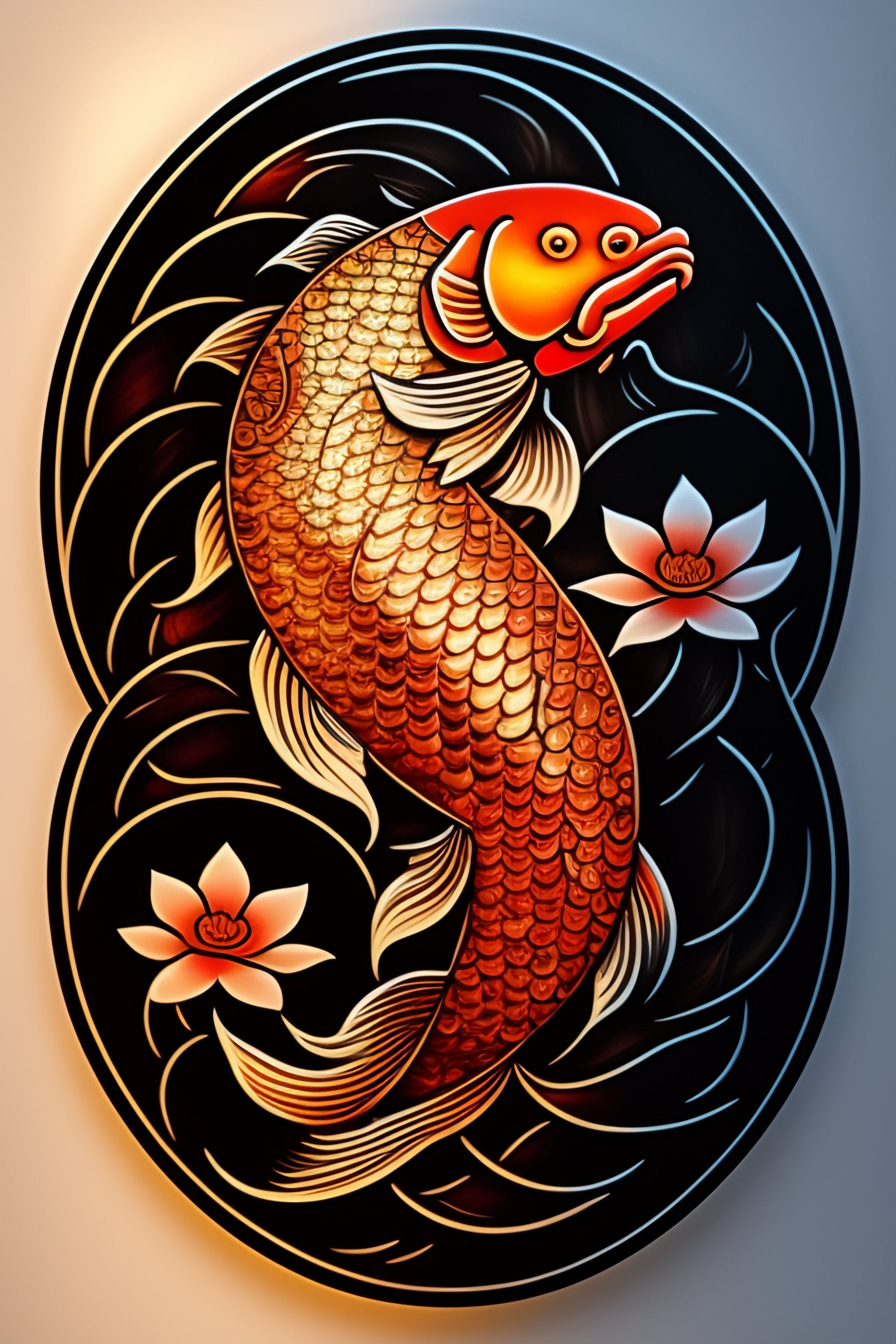Lexica - A koi carp with roses tattooed in it, irezumi, Japan, japanese ...