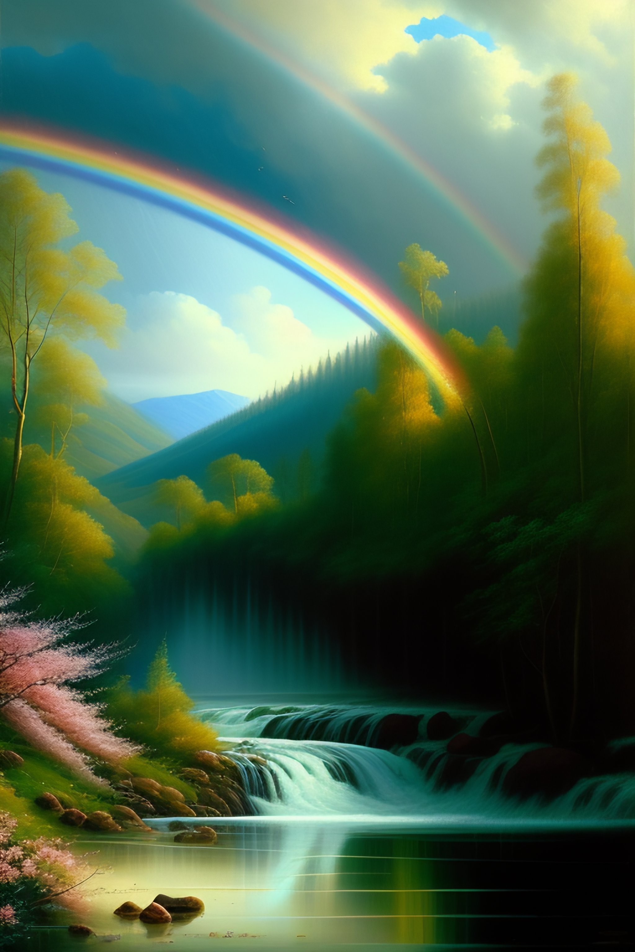 Lexica - Hyper detailed landscape, Thunder rumbled and it rained, and ...