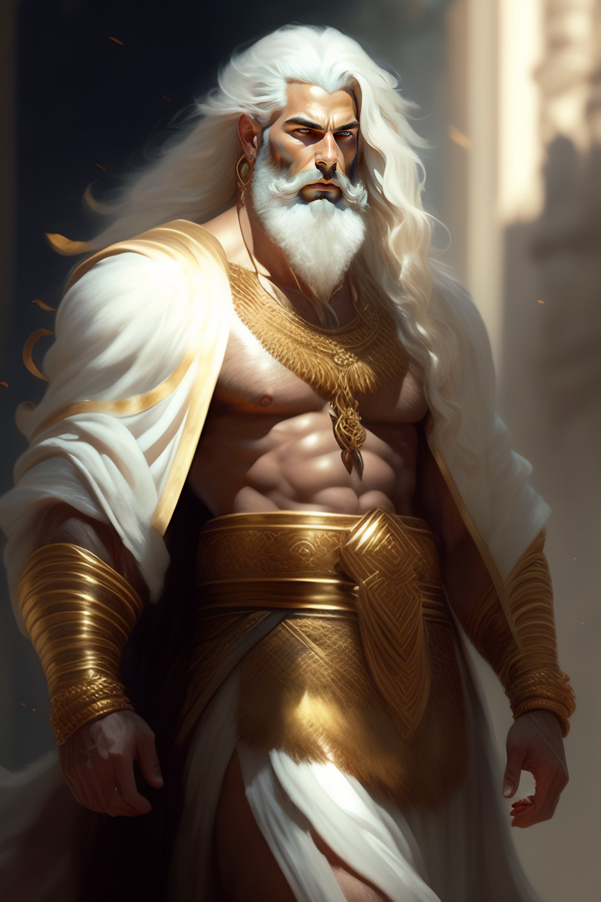 Lexica - Painted realism portrait of ruggedly handsome zeus as by ruan ...