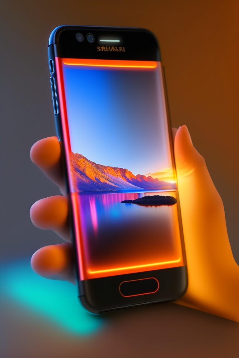 Lexica - A realistic phone large focus in a hand, with another hand ...