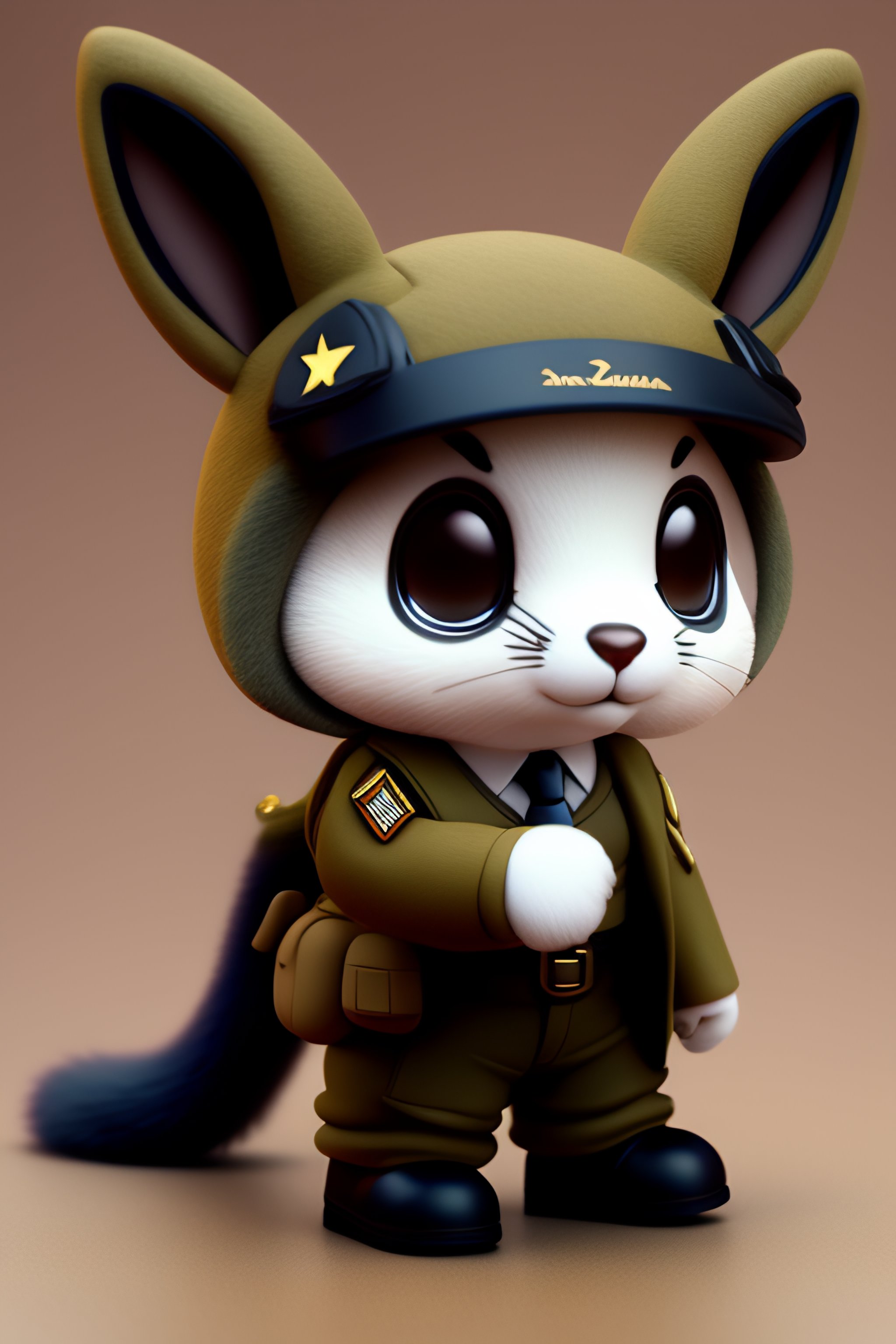 Lexica - Cute and adorable cartoon rabbit in army khaki suit an anime ...