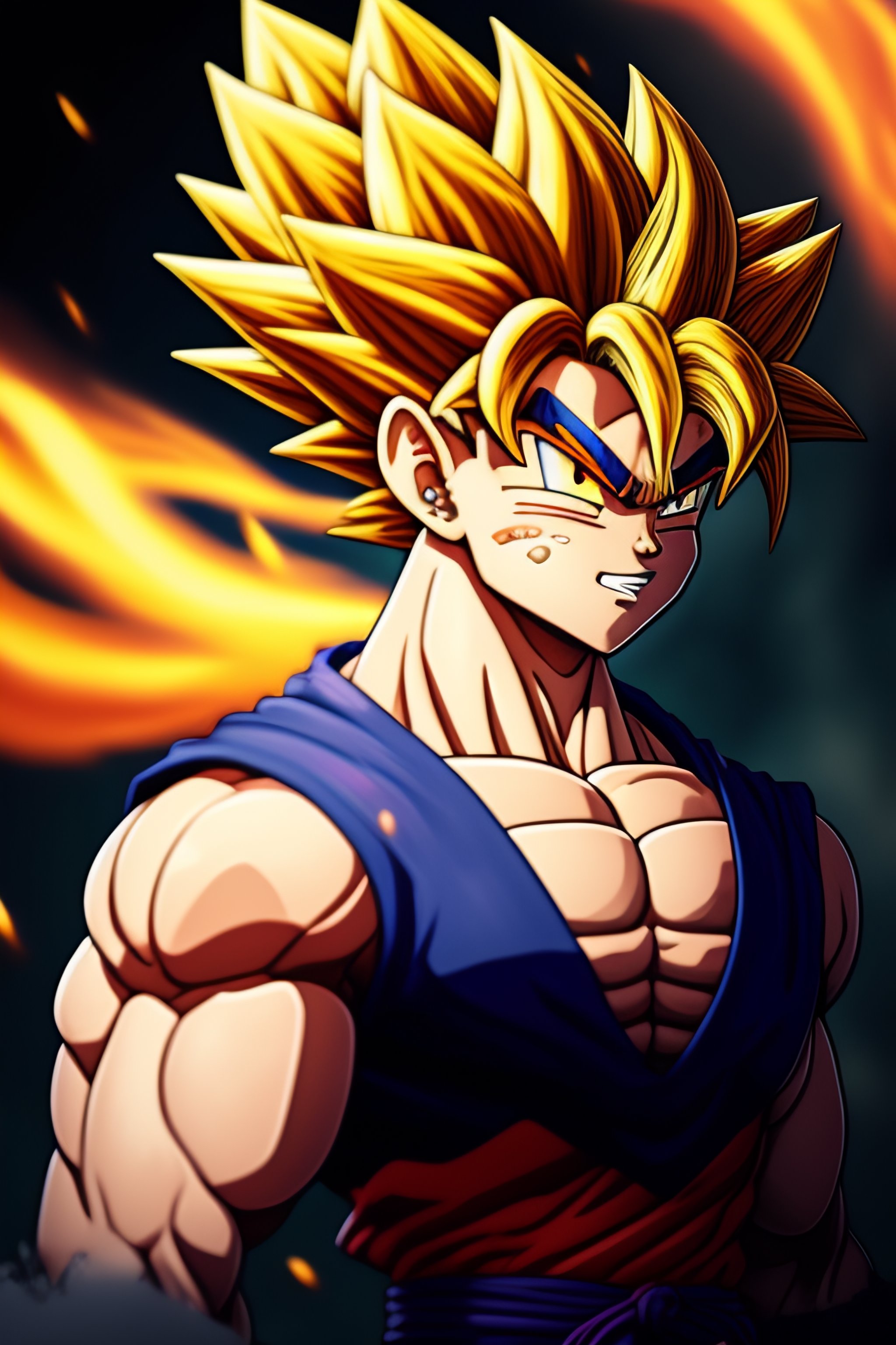 Lexica - A beautiful portrait goku finishes off kid buu, lineart