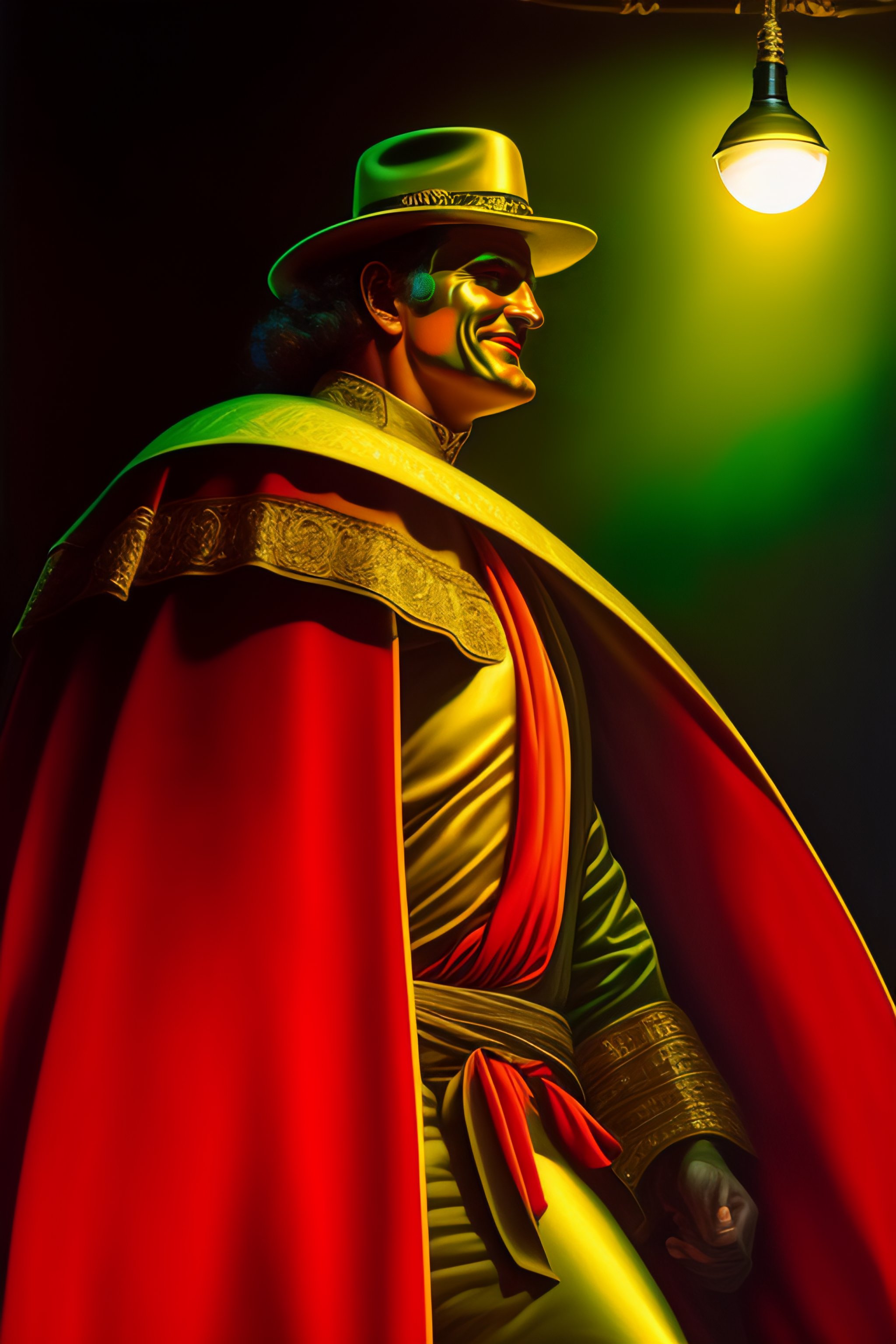 Lexica - The standup comedy comedian smiling superhero golden mask ...