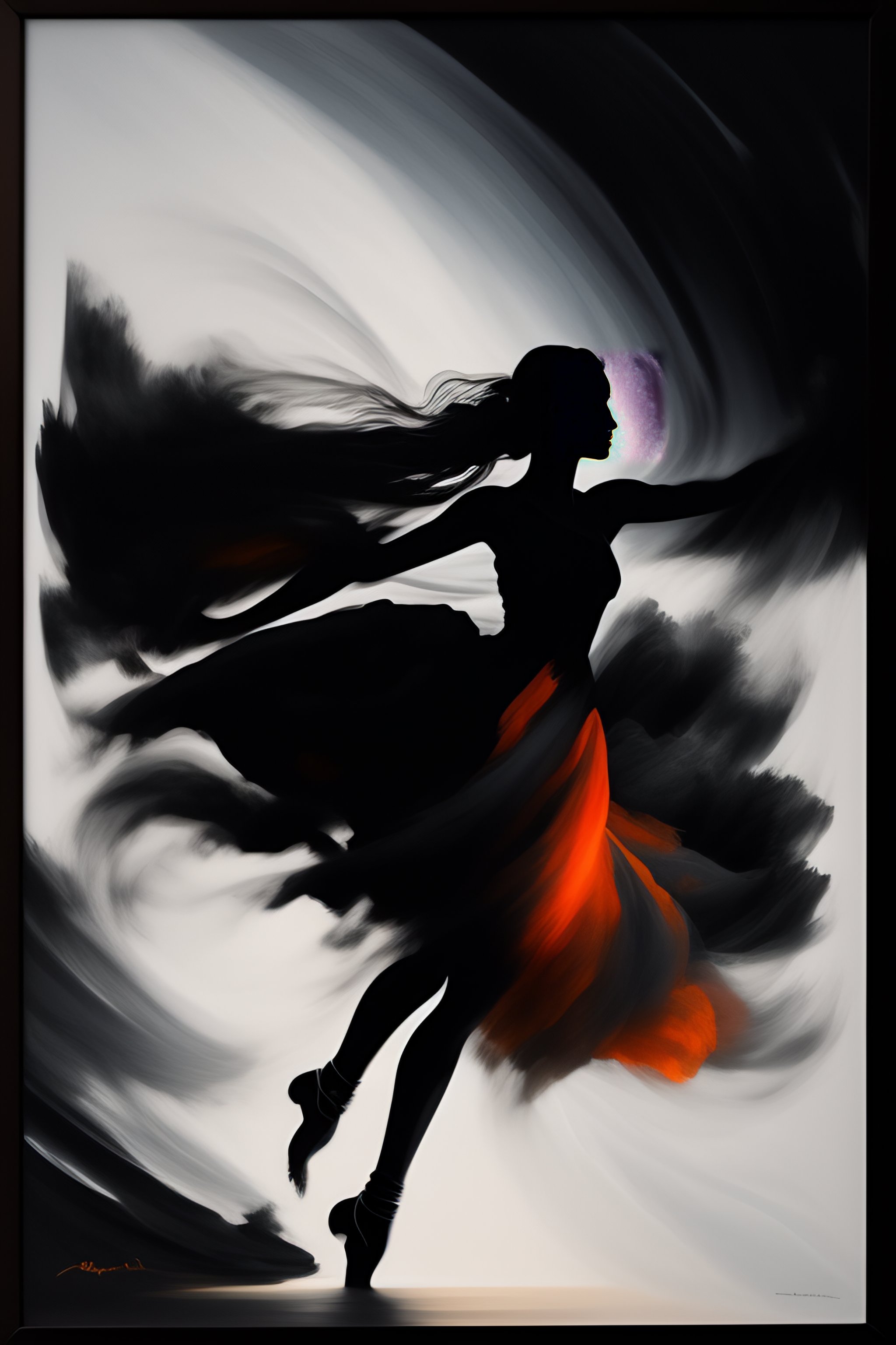 Lexica - Female dancer, abstract painting, dancing in the dark, glowing ...