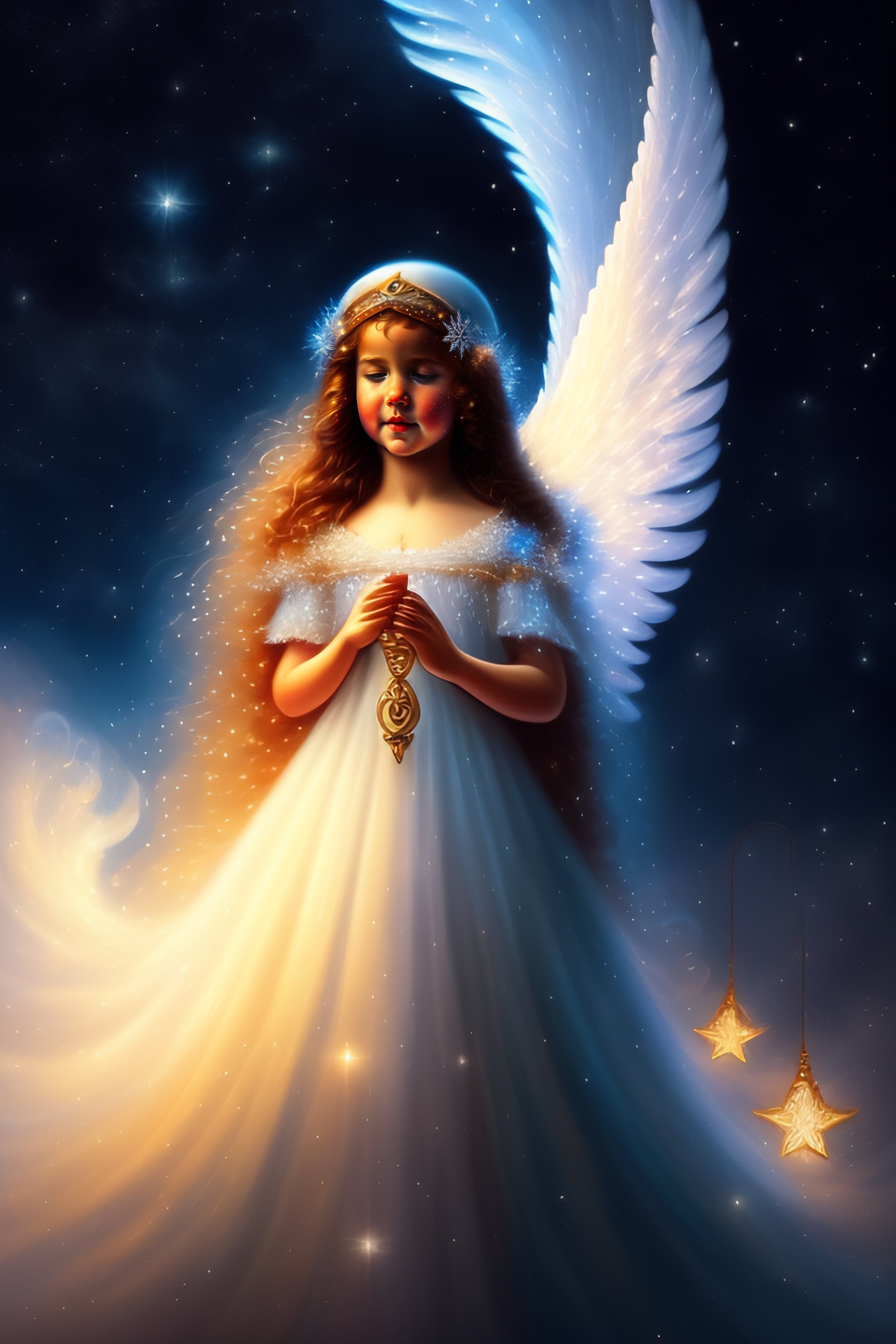 Lexica - Angel, christmas, night, stars, bell