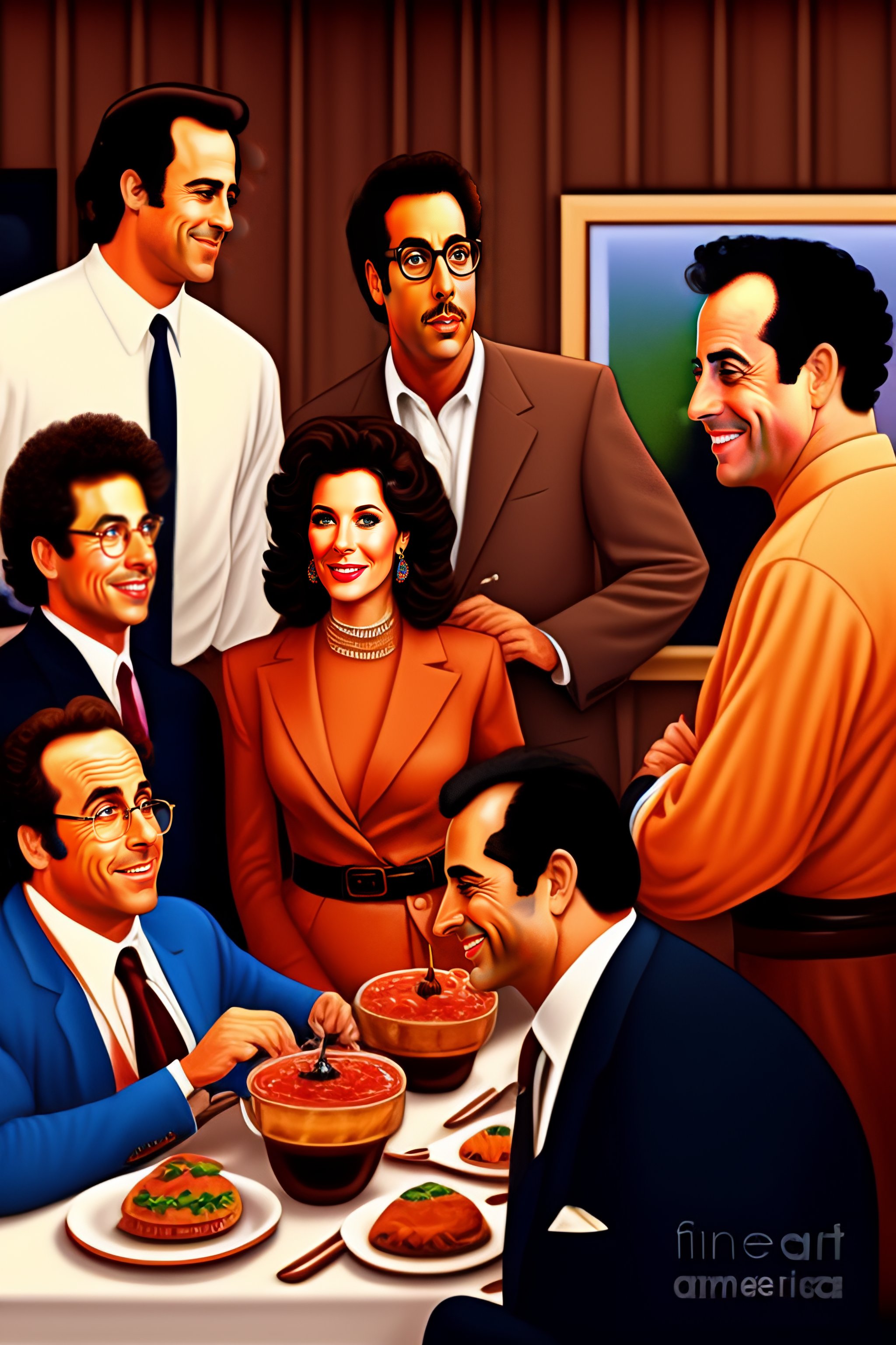 Lexica - Seinfeld restaurant party, digital art, illustration, highly ...