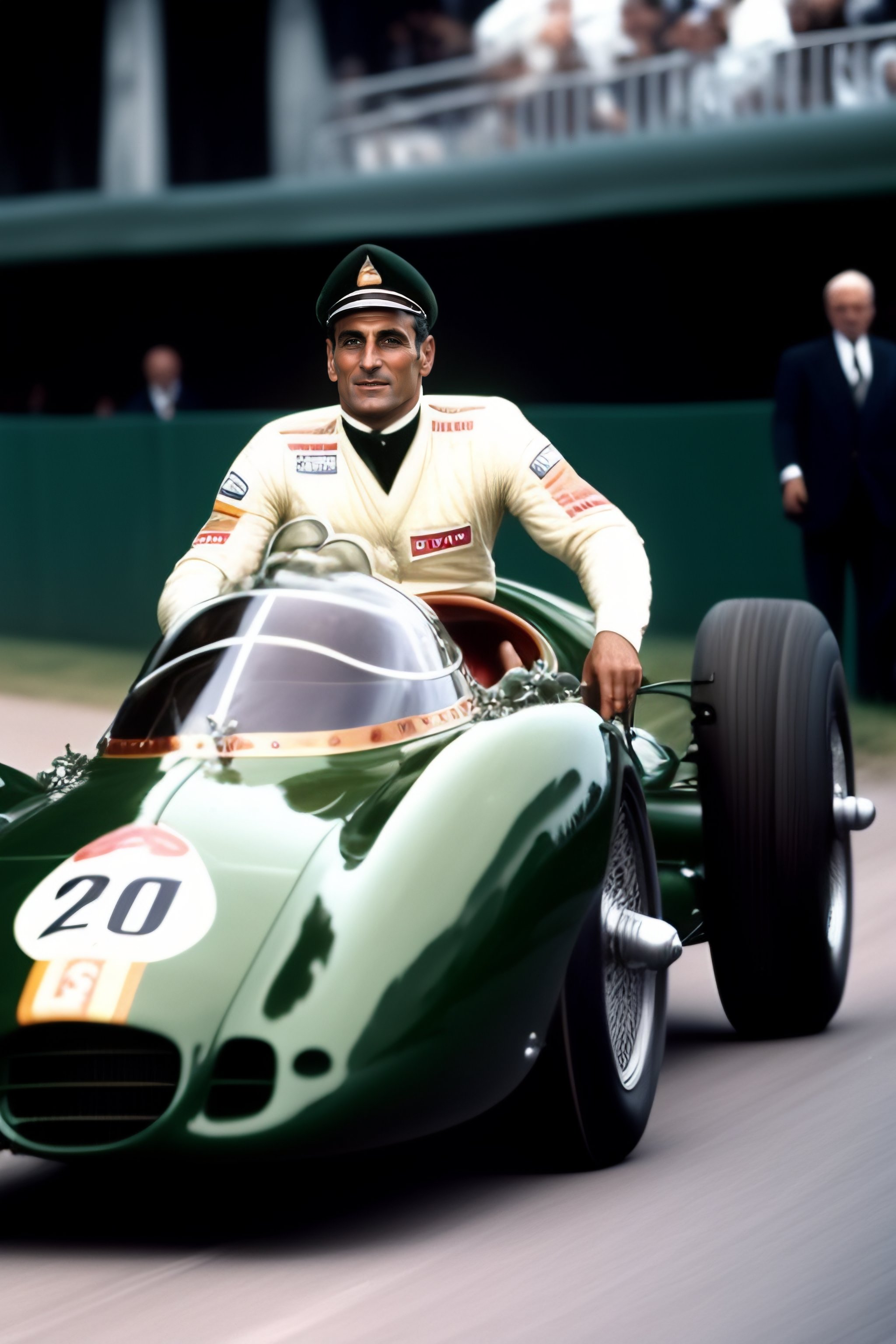 Lexica - Juan manuel fangio corredor de formula uno con su casco y con ...