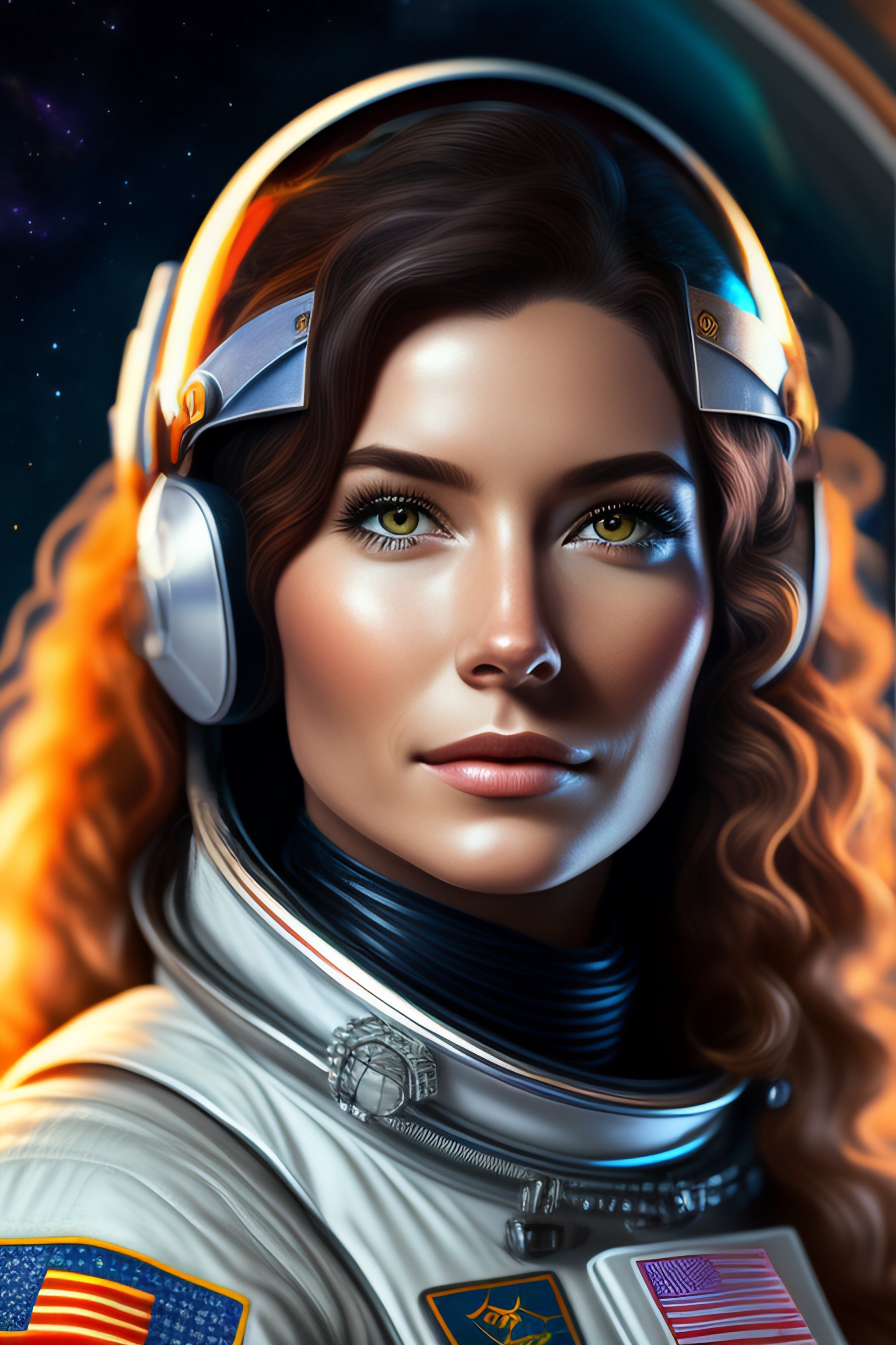 Lexica - Highly detailed portrait of a courageous astronaut woman with ...