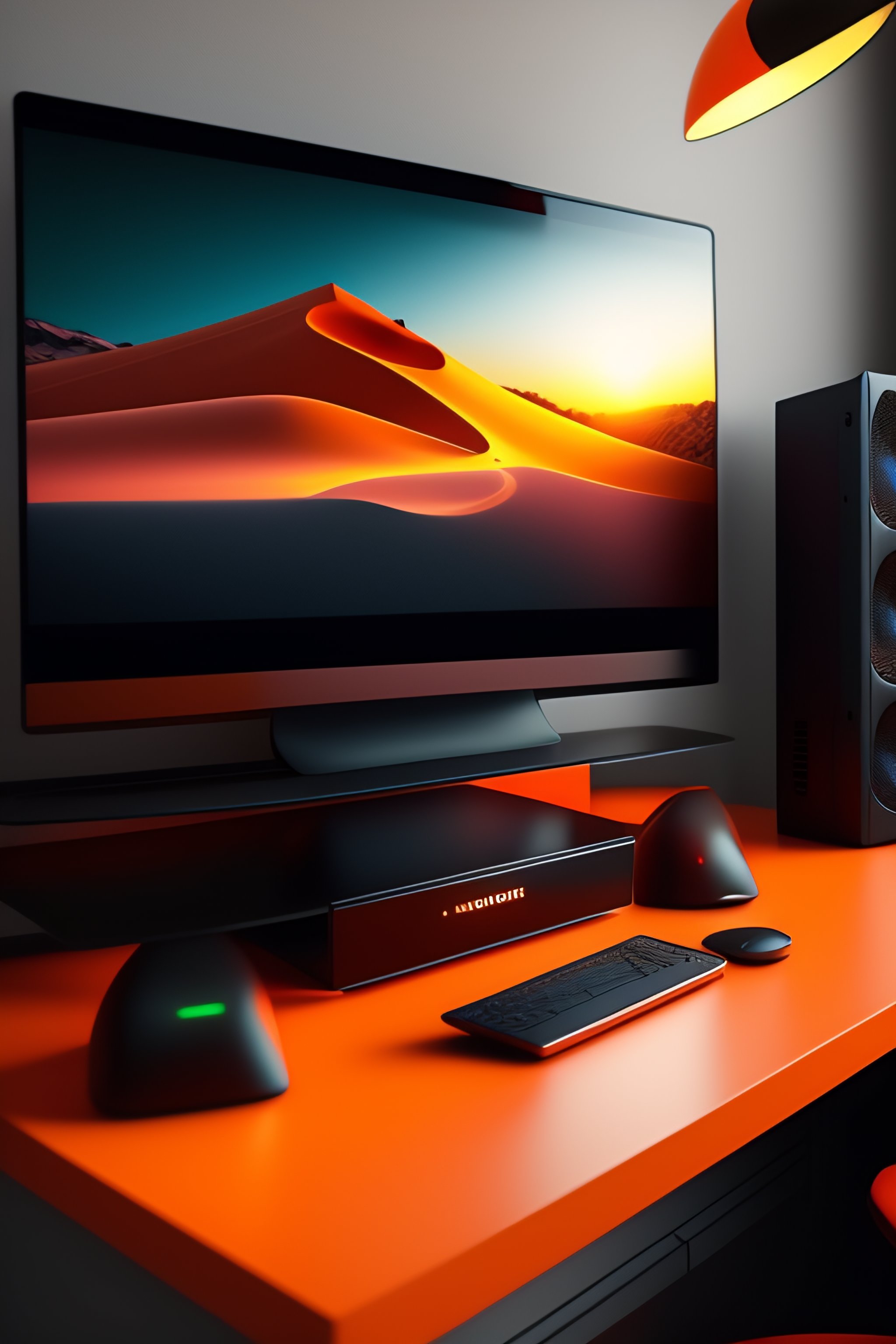 Lexica - Escritorio simple moderno con dos monitor en el tope y una pc ...