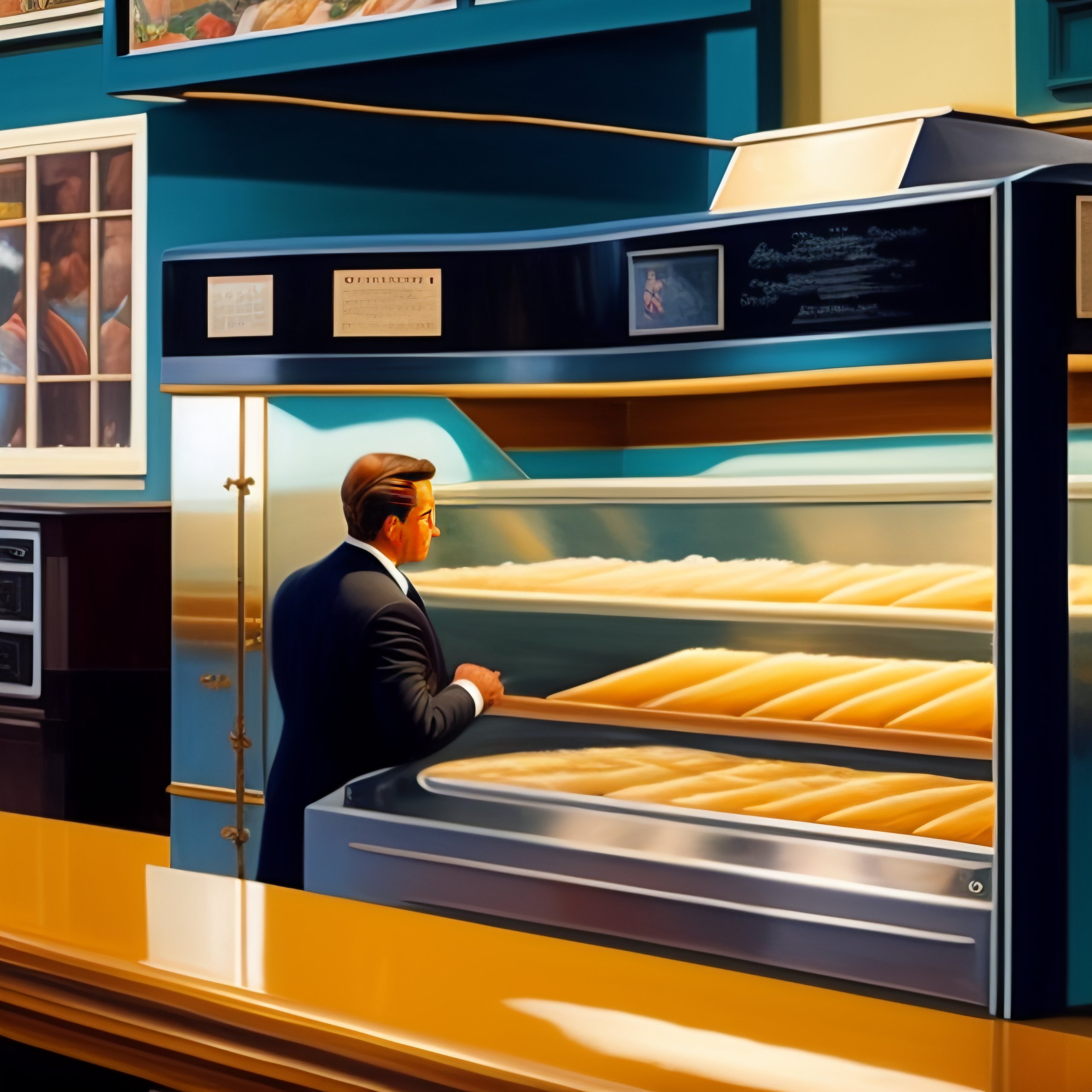 Lexica - A realistic view inside of a sandwich shop with a server about ...