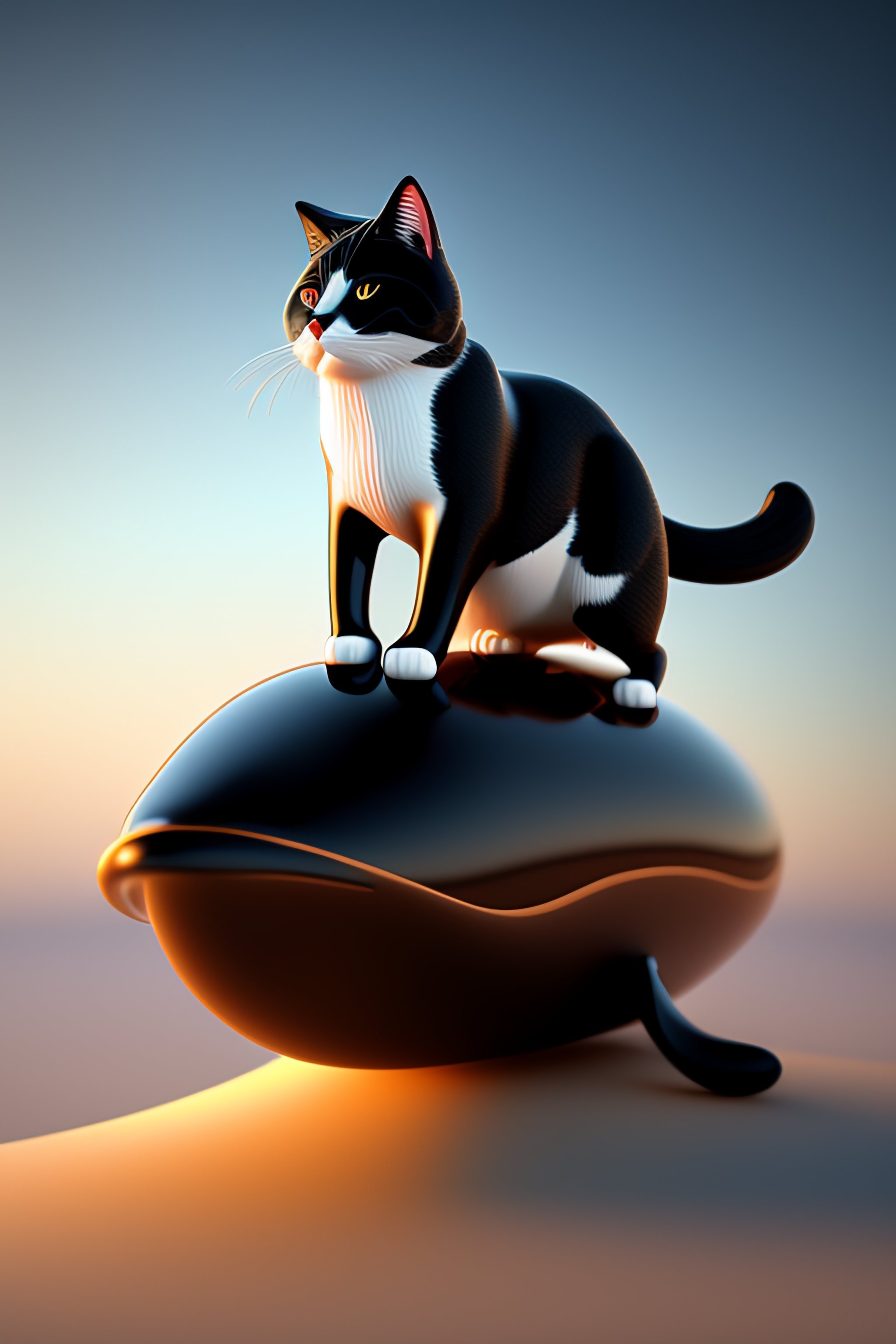 Lexica - 3d render of a cat riding a whale