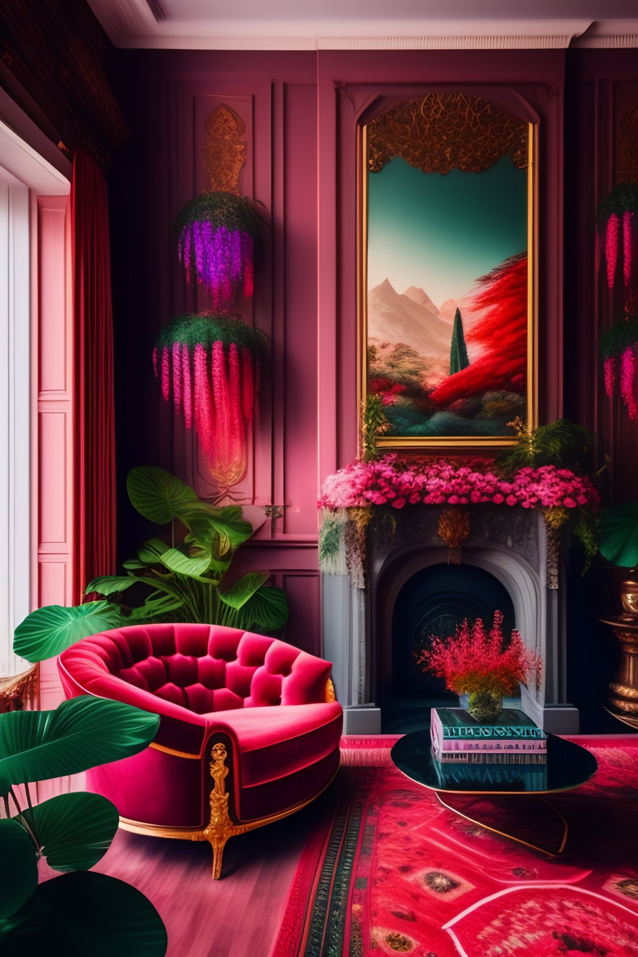 Lexica - Photo by Architectural Digest: Maximalist red {vaporwave ...