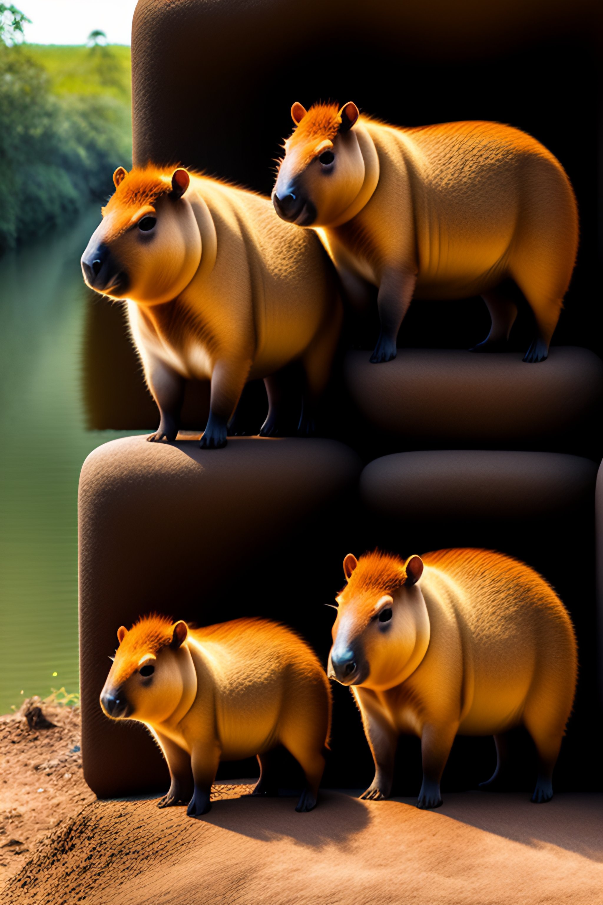 Lexica - Capybaras stacked on top of each other