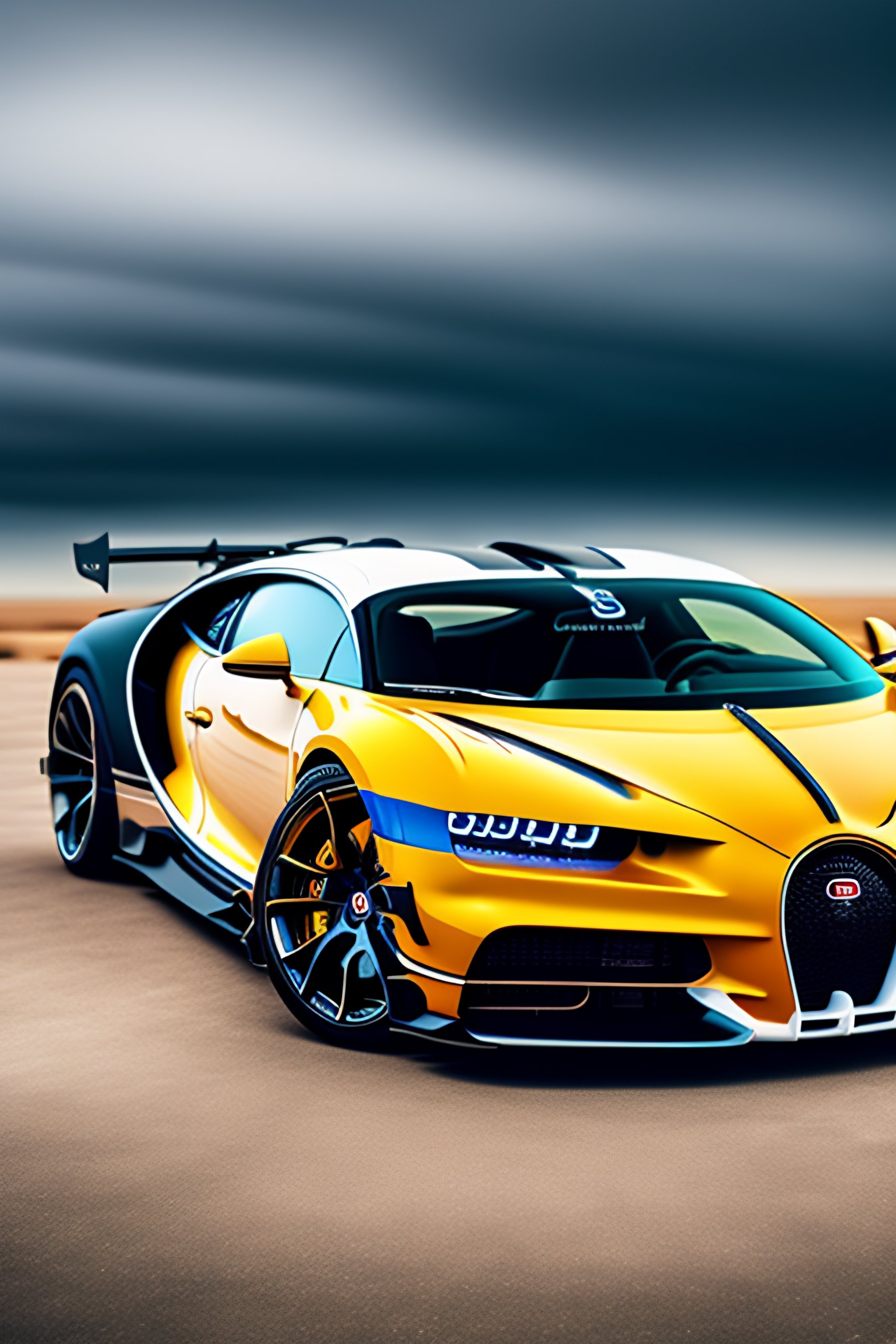 Lexica - Surrealistic, bugatti Chiron, central, matte white, 8k, no spoiler