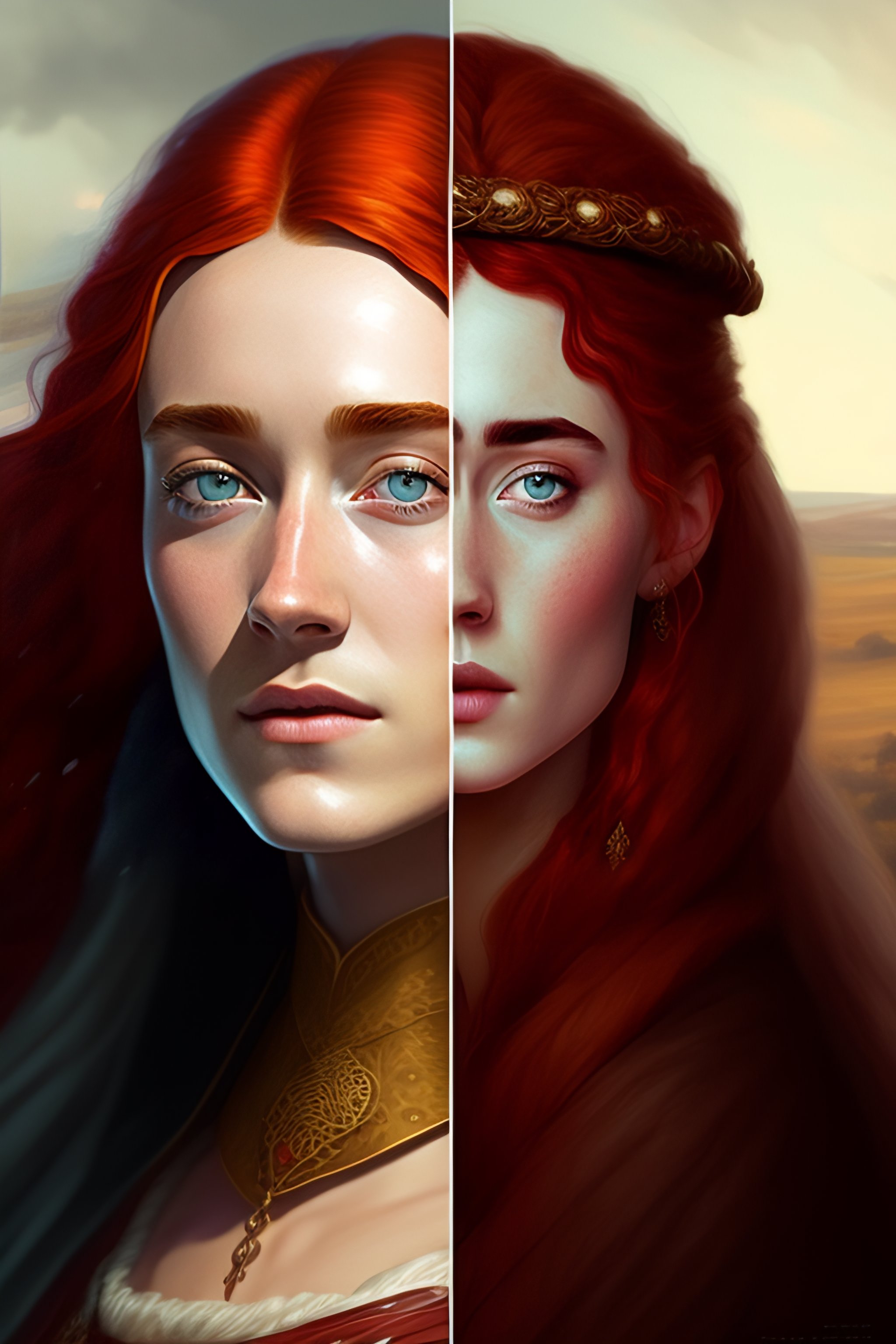 Lexica - Saoirse ronan with red hair with Robert Pattinson in medieval ...