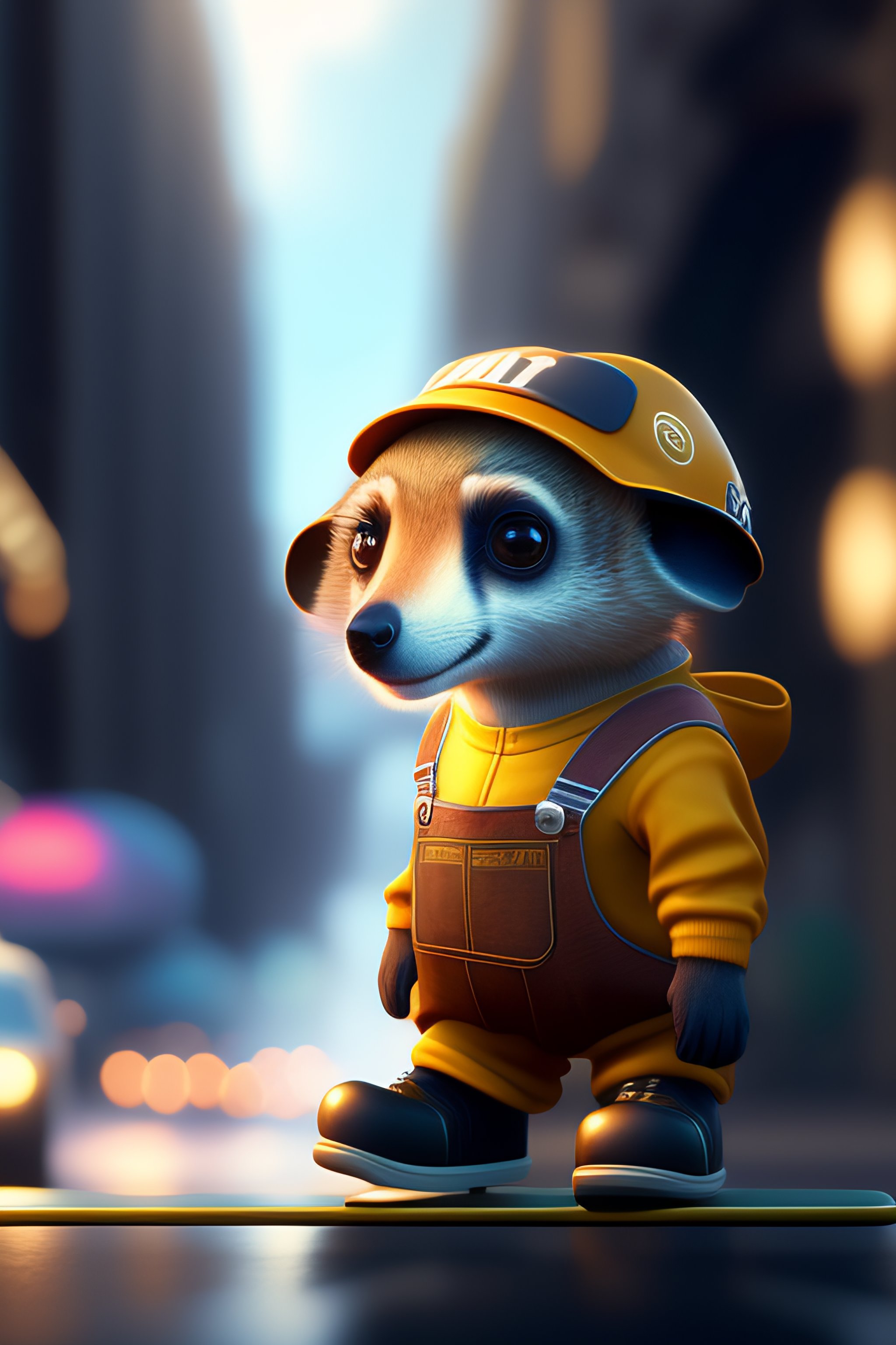 Lexica - Cute little humanoid suricate, dressed with dungarees, shoes ...