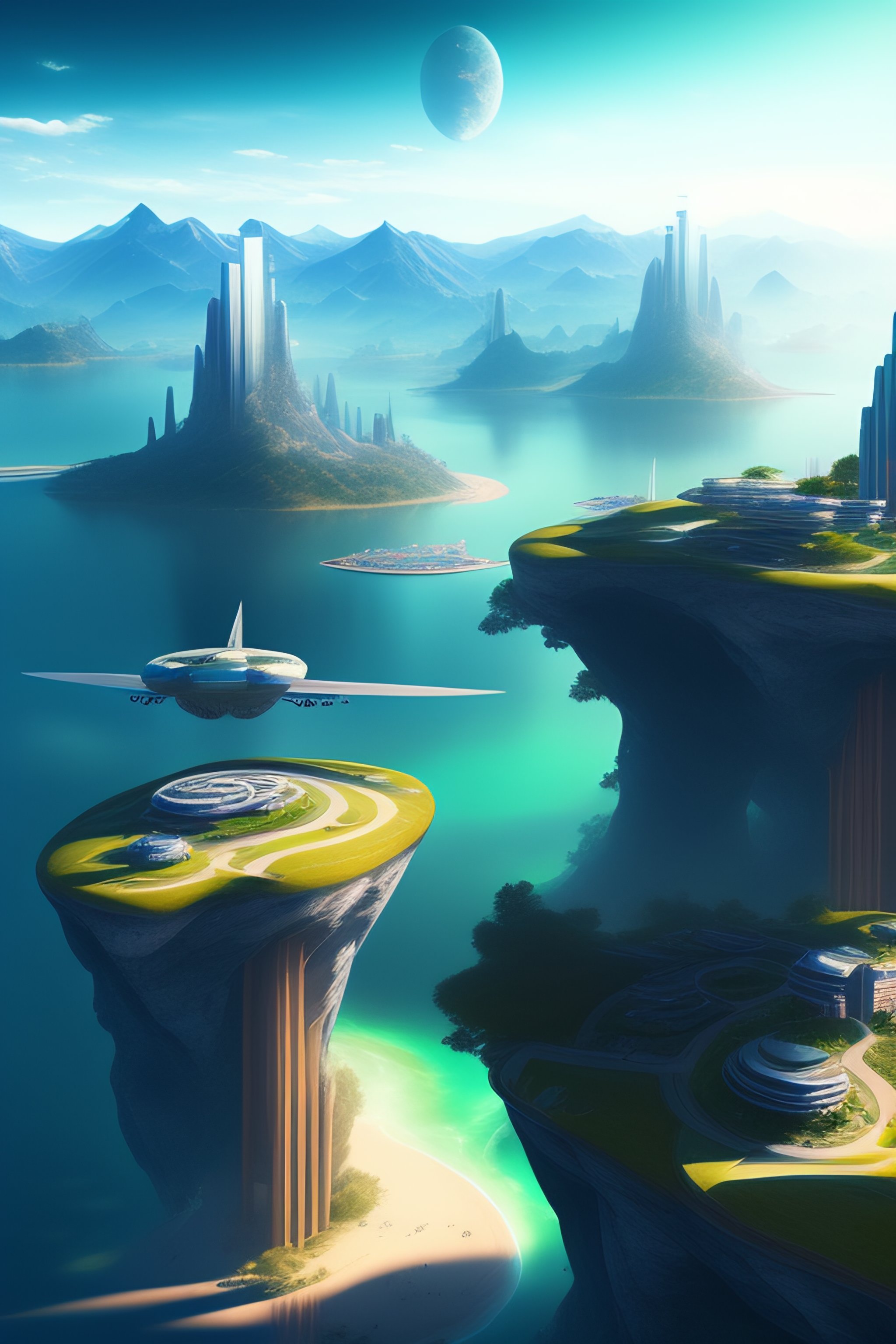 Lexica - A futuristic flying city, realistic