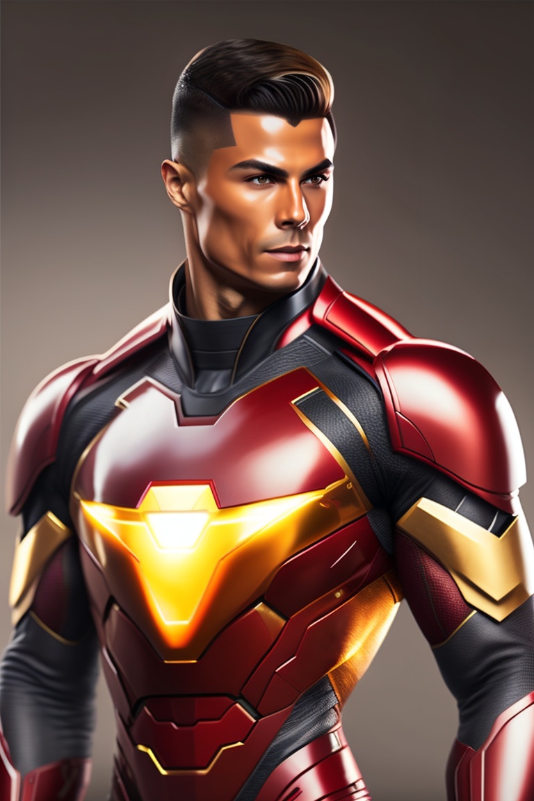 Lexica - Realistic image of Cristiano Ronaldo wearing an Iron Man suit ...