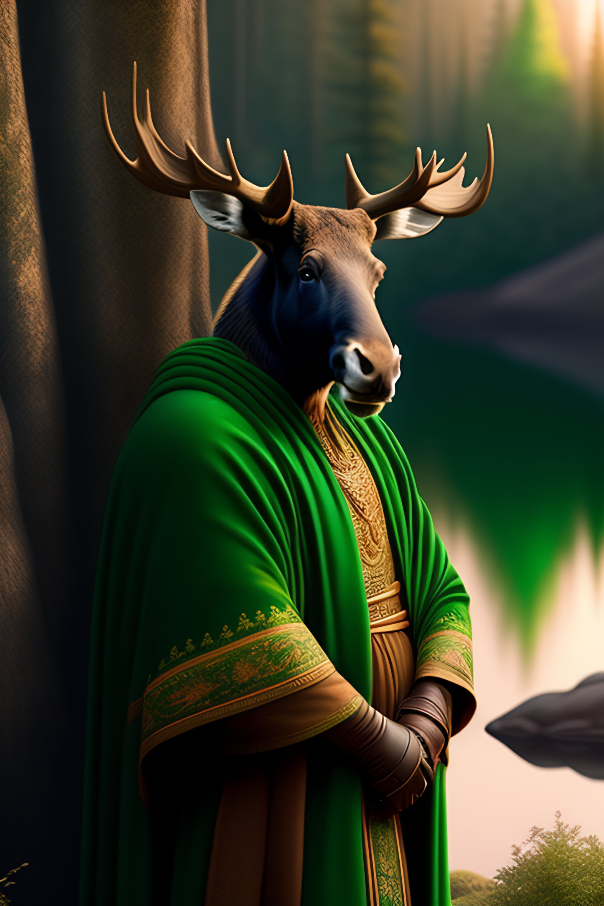 Lexica - Beautiful and highly detailed matte painting of moose wearing ...