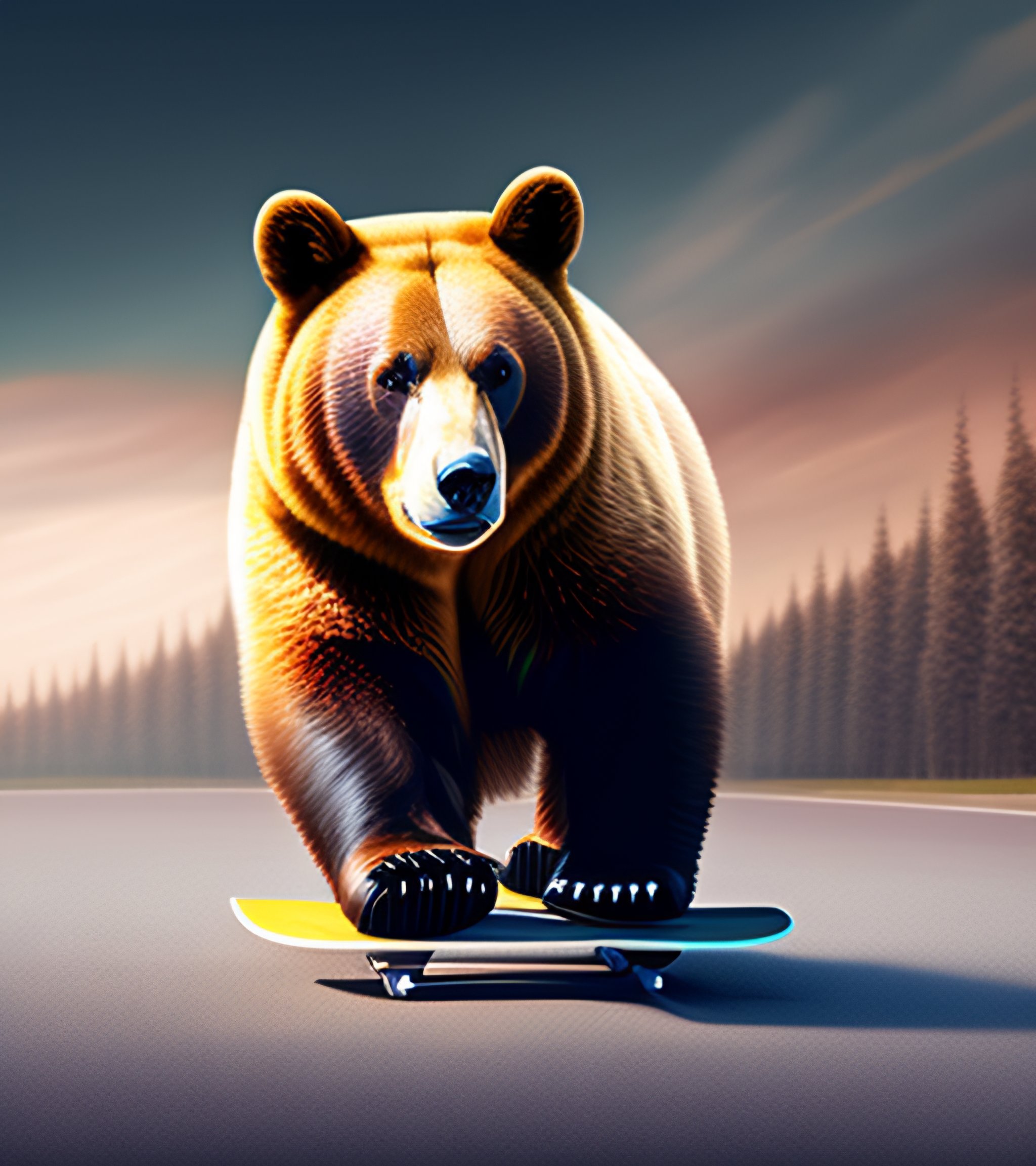 Lexica - A bear skateboarding on 2 legs, digital art