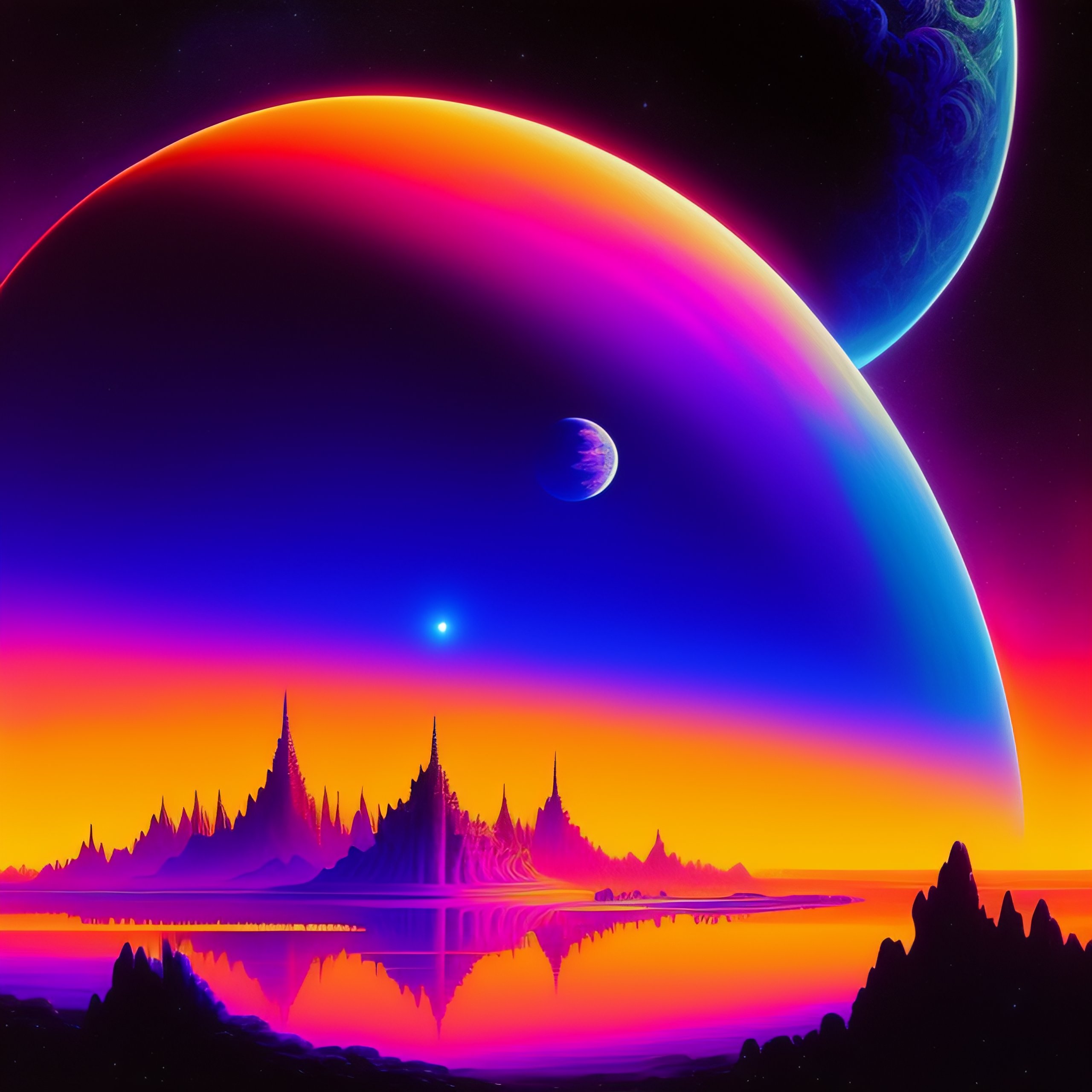 Lexica - Mysterious edge of interstellar space, synthwave, bright neon ...