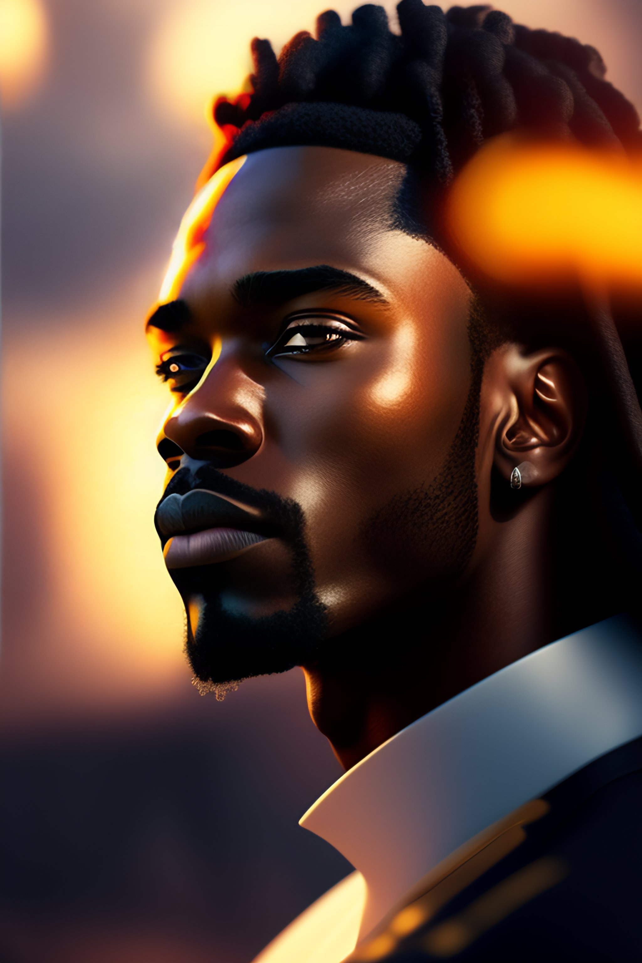 Lexica - Professional portrait of young black man with waves holding a ...