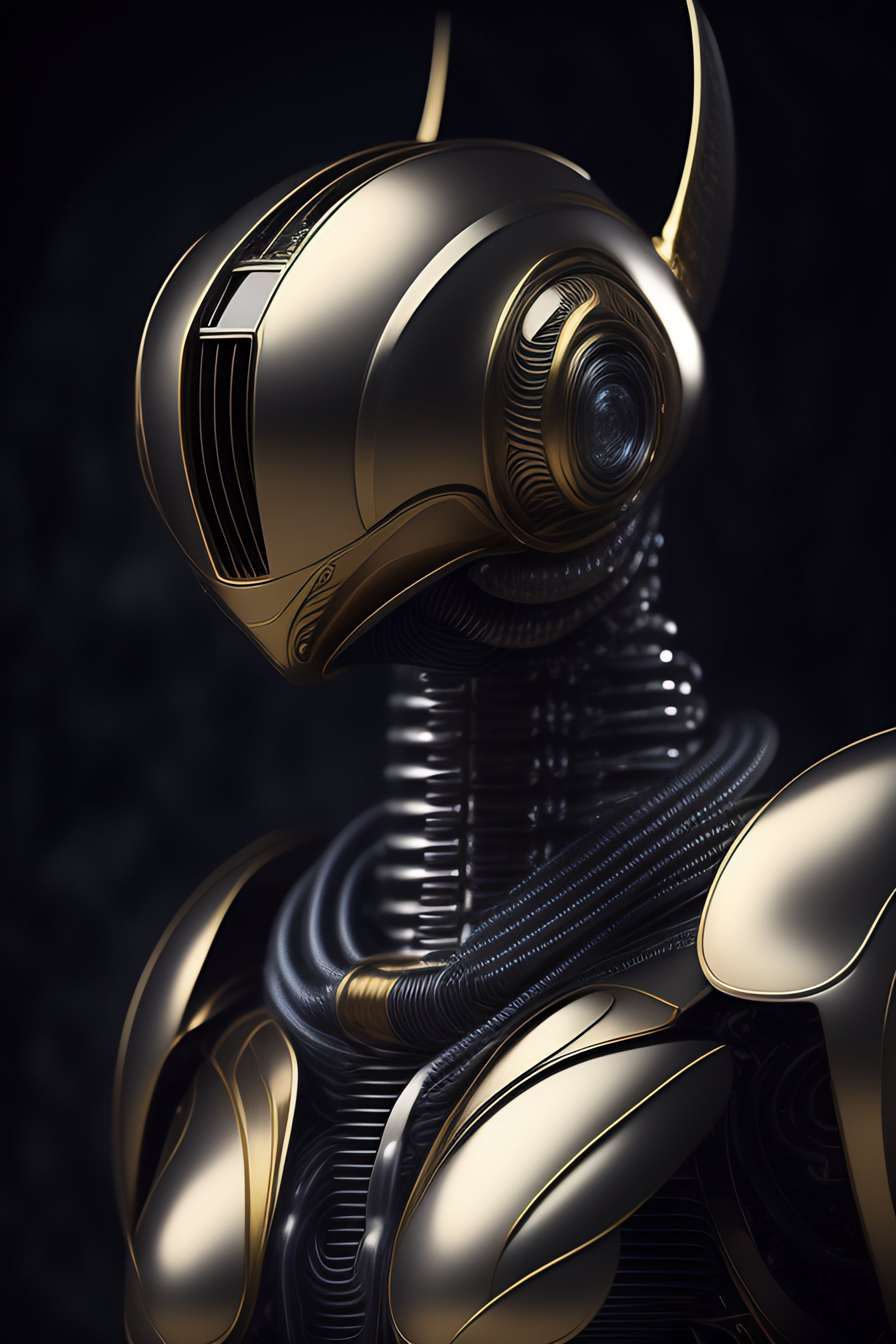 Lexica - Create a portrait of a robot in hans ruedi giger alien style
