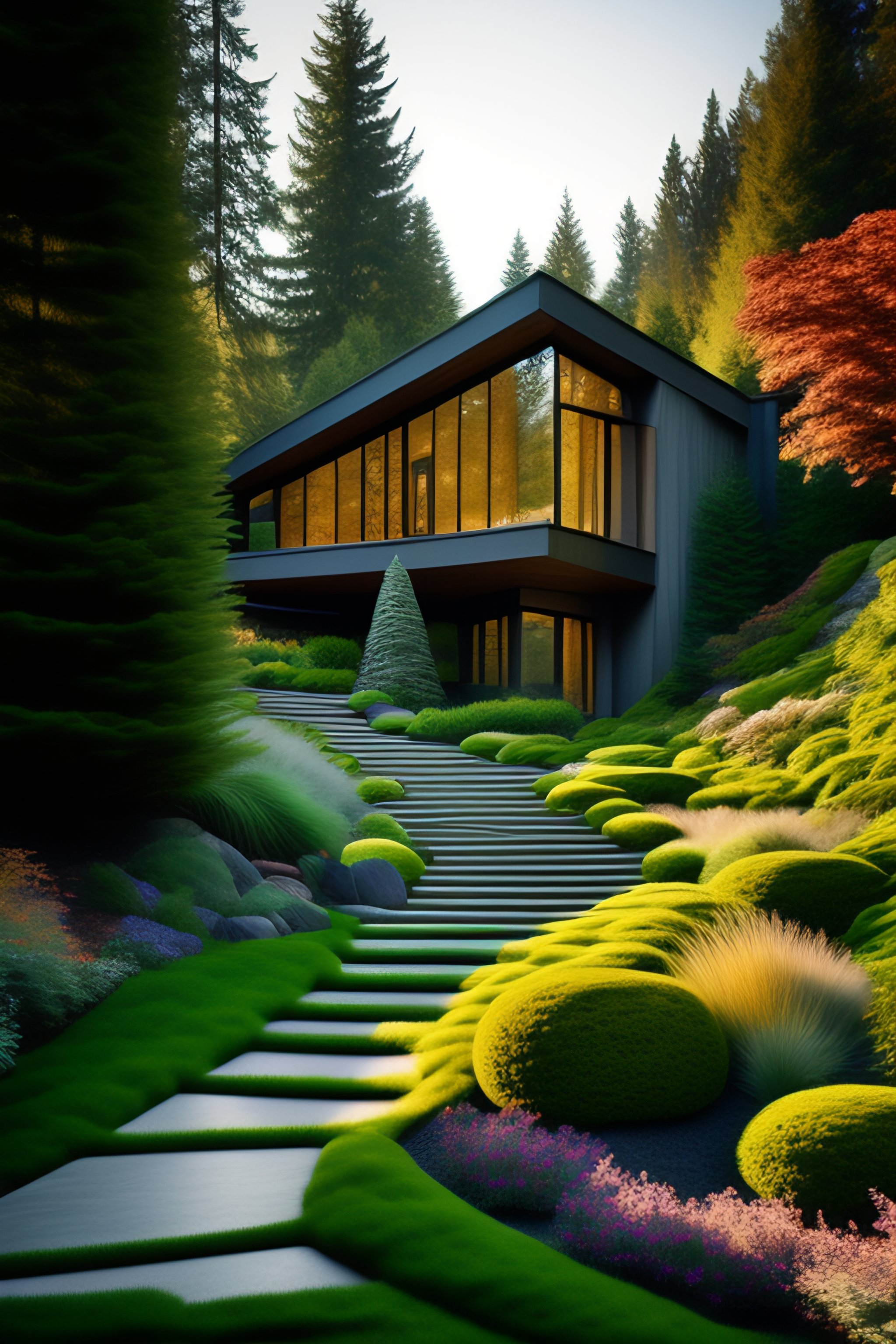 Lexica - Stunning steep hillside pacific northwest landscape design ...