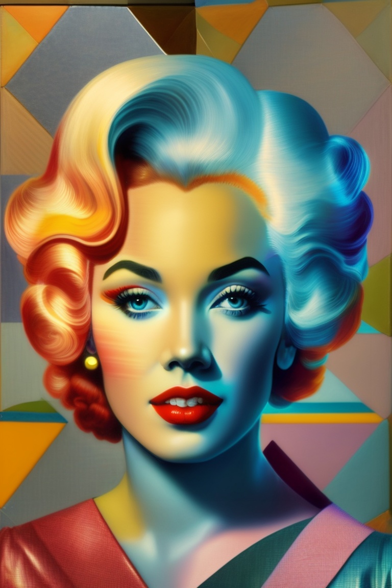 Lexica - Marylin Monroe, by Max Ernst and Murakami, cubism, dysopia