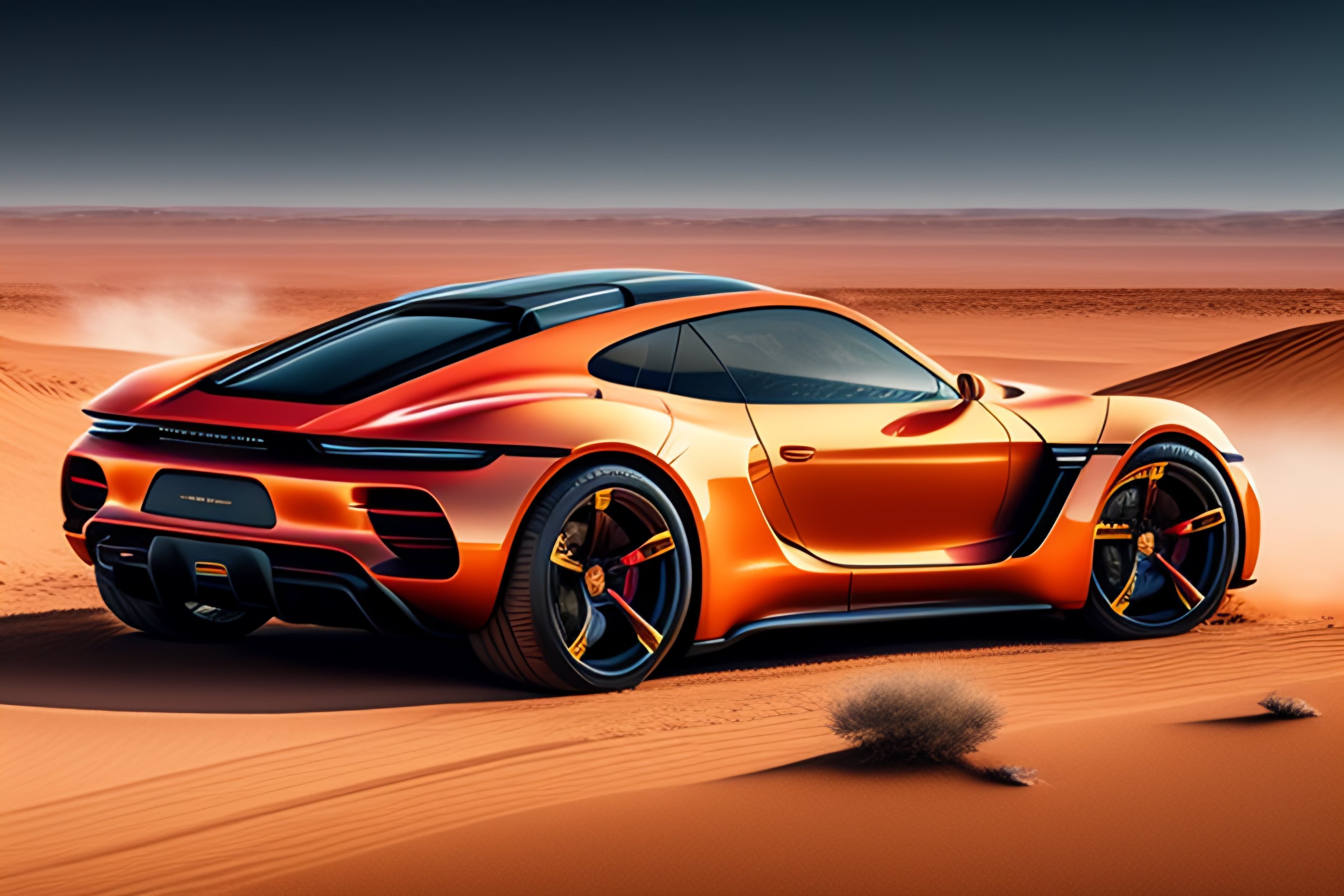 Lexica - Porsche car is driven in mars around millions of stars