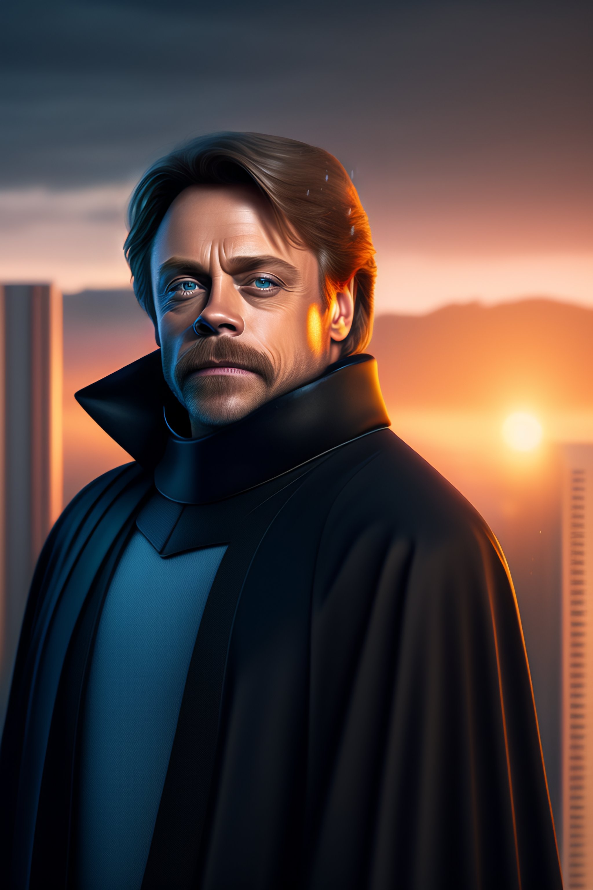 Lexica - Portrait of young mark hamill wearing a black jedi tunic on a ...