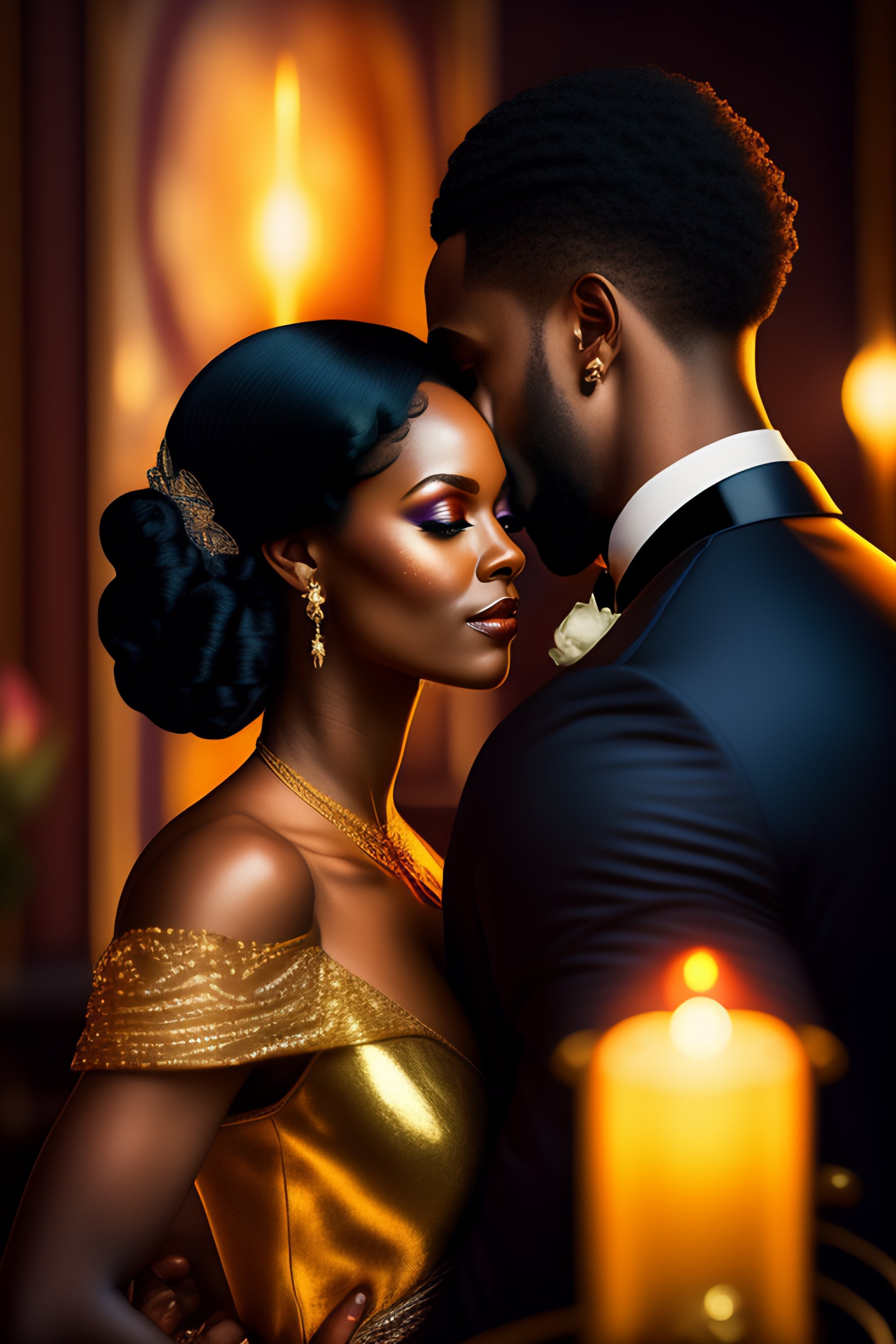 Lexica - A beautiful classy partying black couple, dimly lit upscale ...