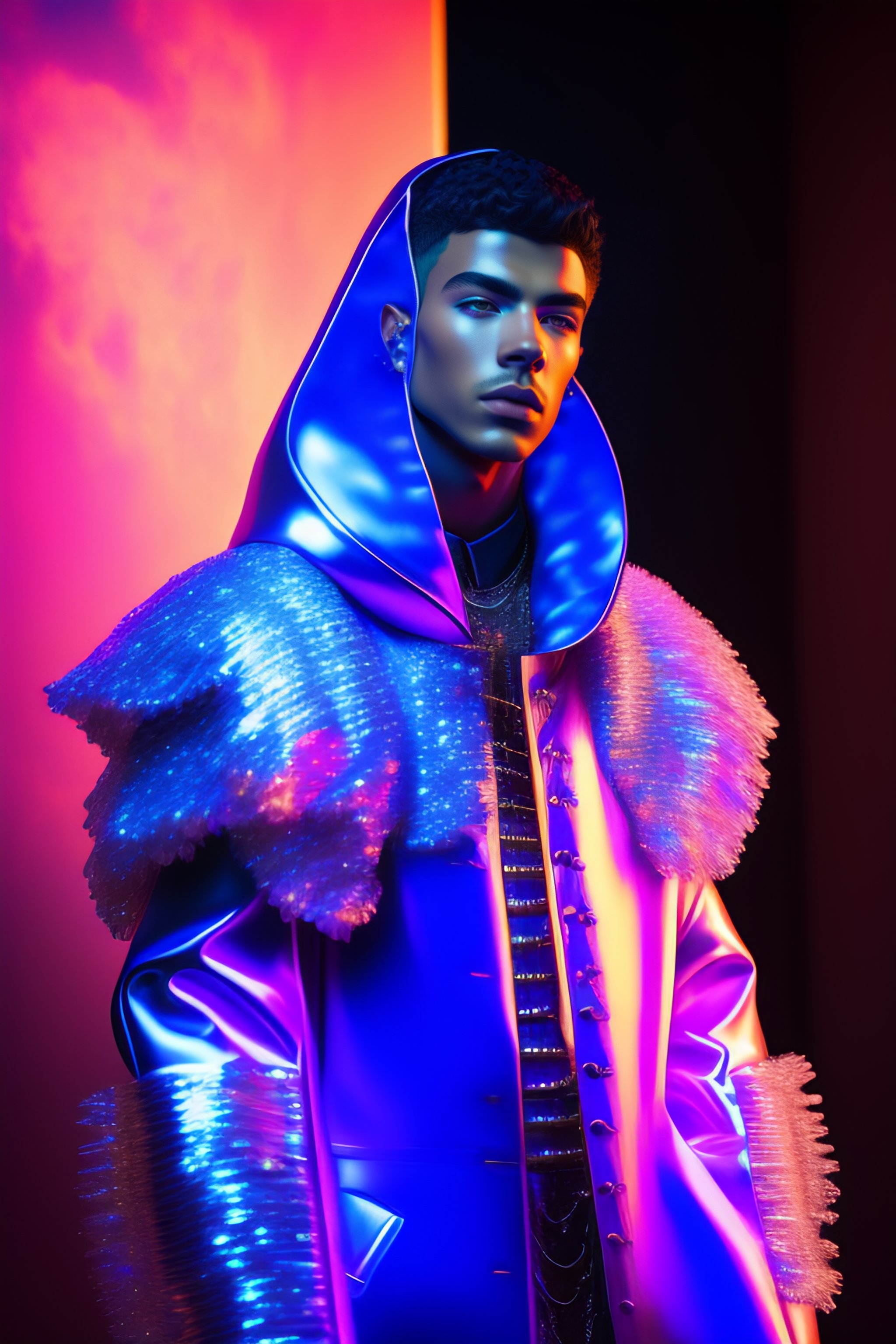 Lexica - Full-body rococo and cyberpunk delicate neon crystalline ...