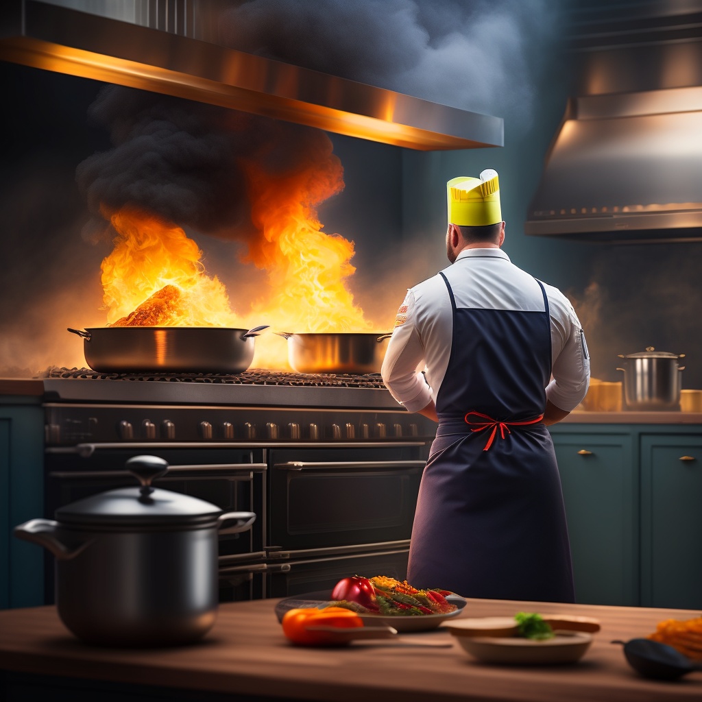 Lexica - Kitchen, macdonald, chef cooking turn back, fire, blur, morden ...