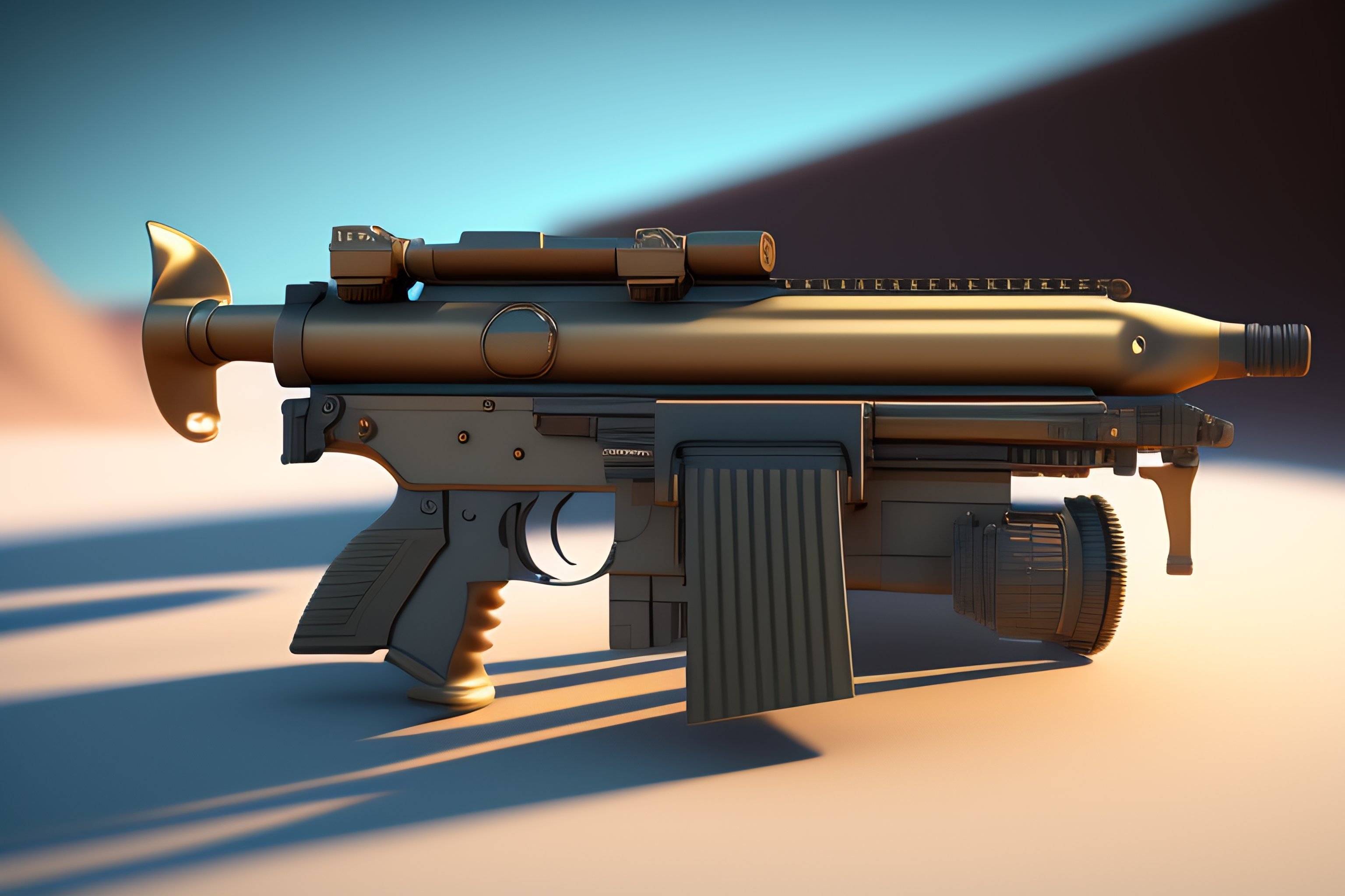 Lexica - A machine gun with a white background, a computer rendering by Micha Klein, trending on ...