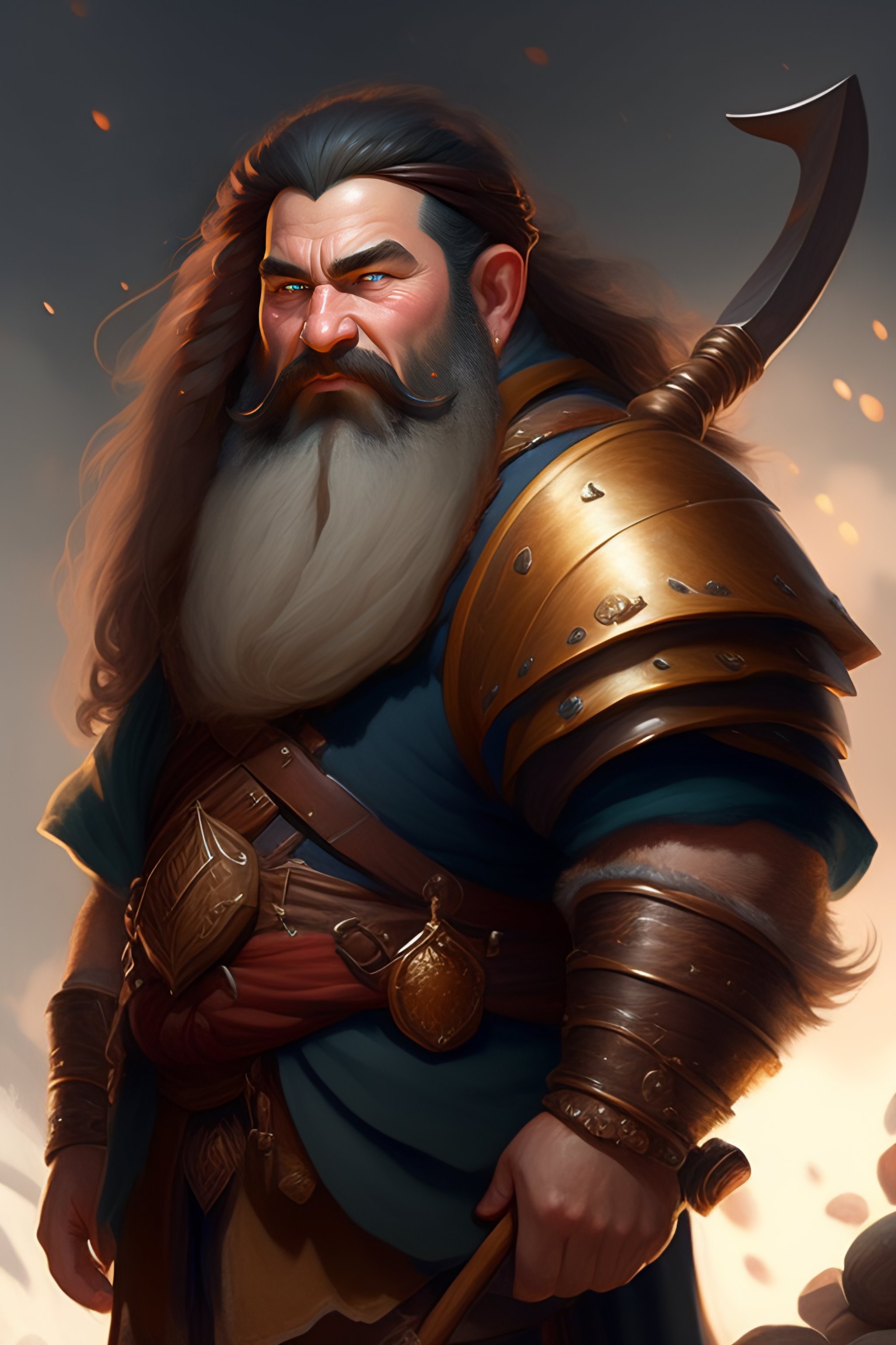 Lexica - A detailed portrait of a dwarf with a big nose, wielding a ...