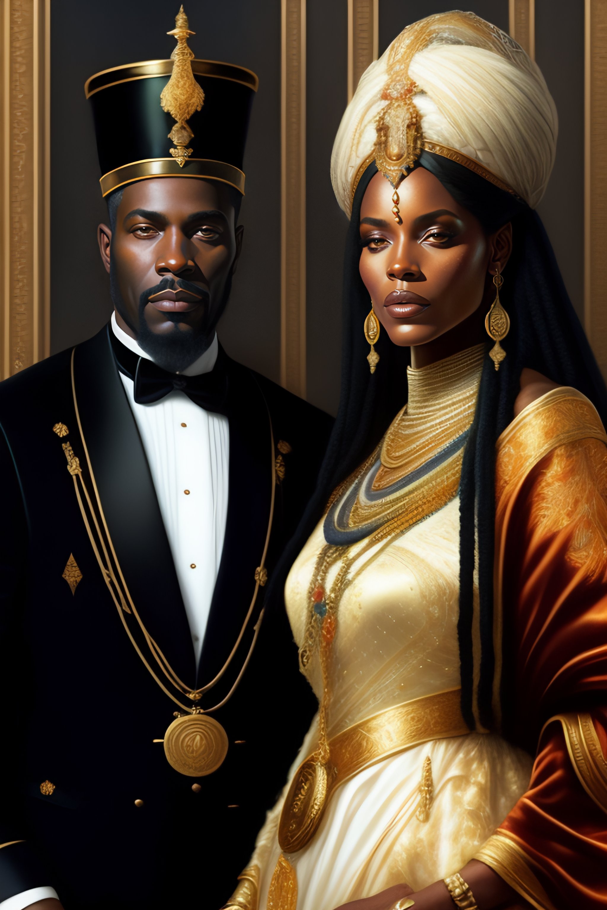 Lexica - Photorealistic painting of a black moorish king standing ...